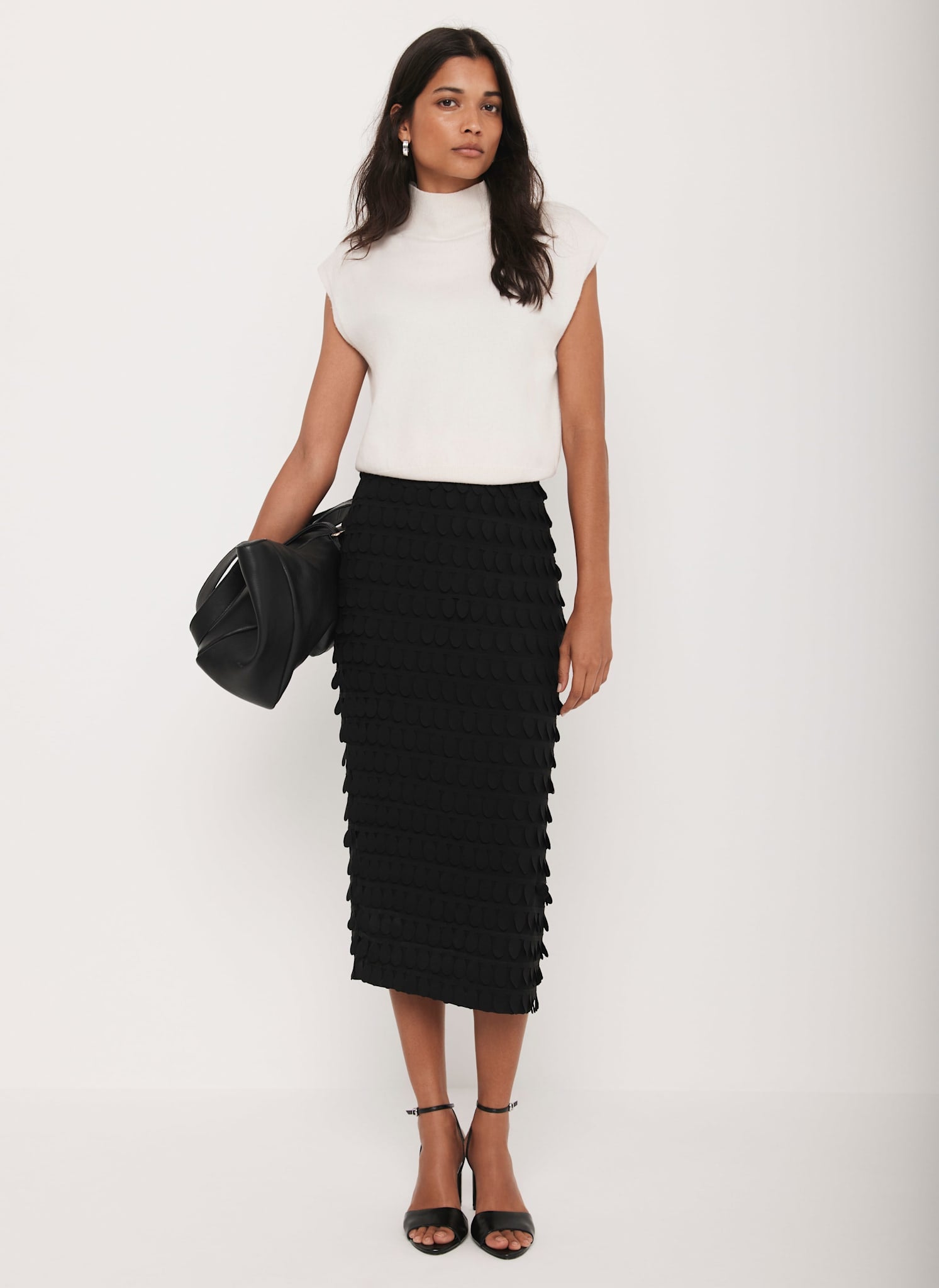 Black Textured Pencil Skirt – Mint Velvet