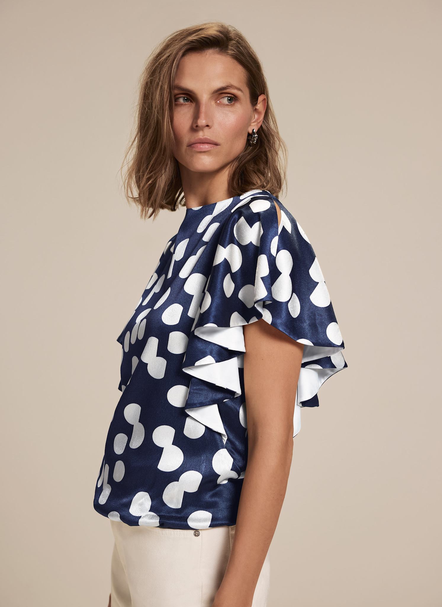 Navy Polka Dot Cropped Top – Mint Velvet