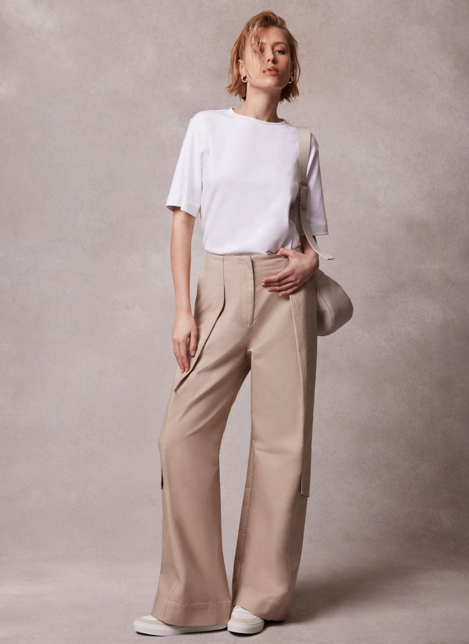 Beige Wide Leg Cargo Trousers Mint Velvet beige-wide-leg-cargo-trousers-mint-velvet