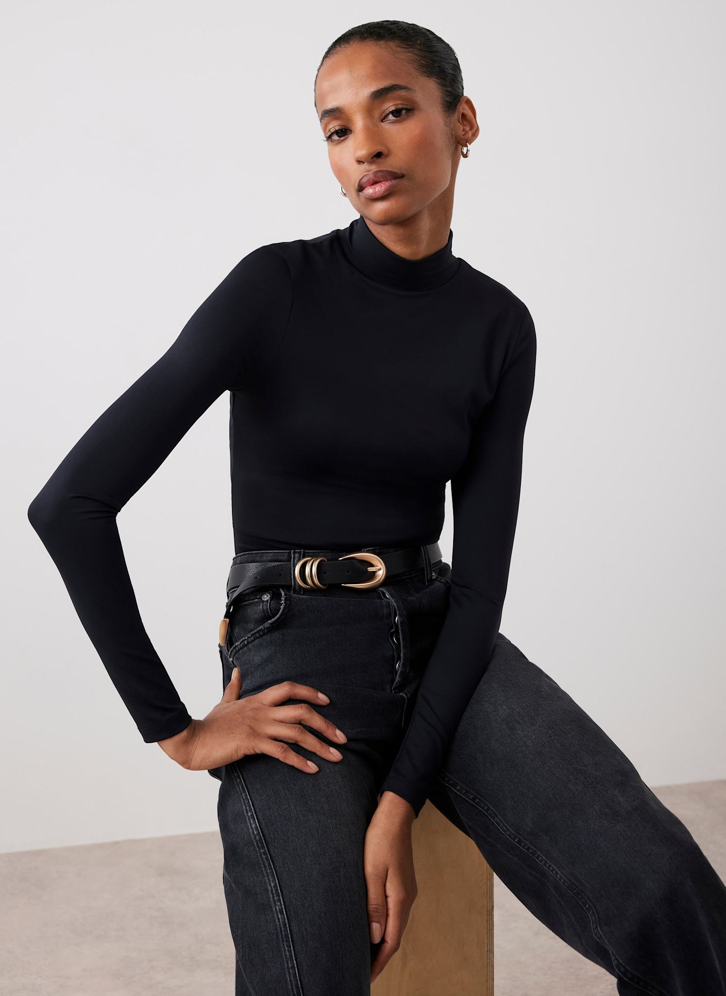 Black High Neck Layering Top – Mint Velvet