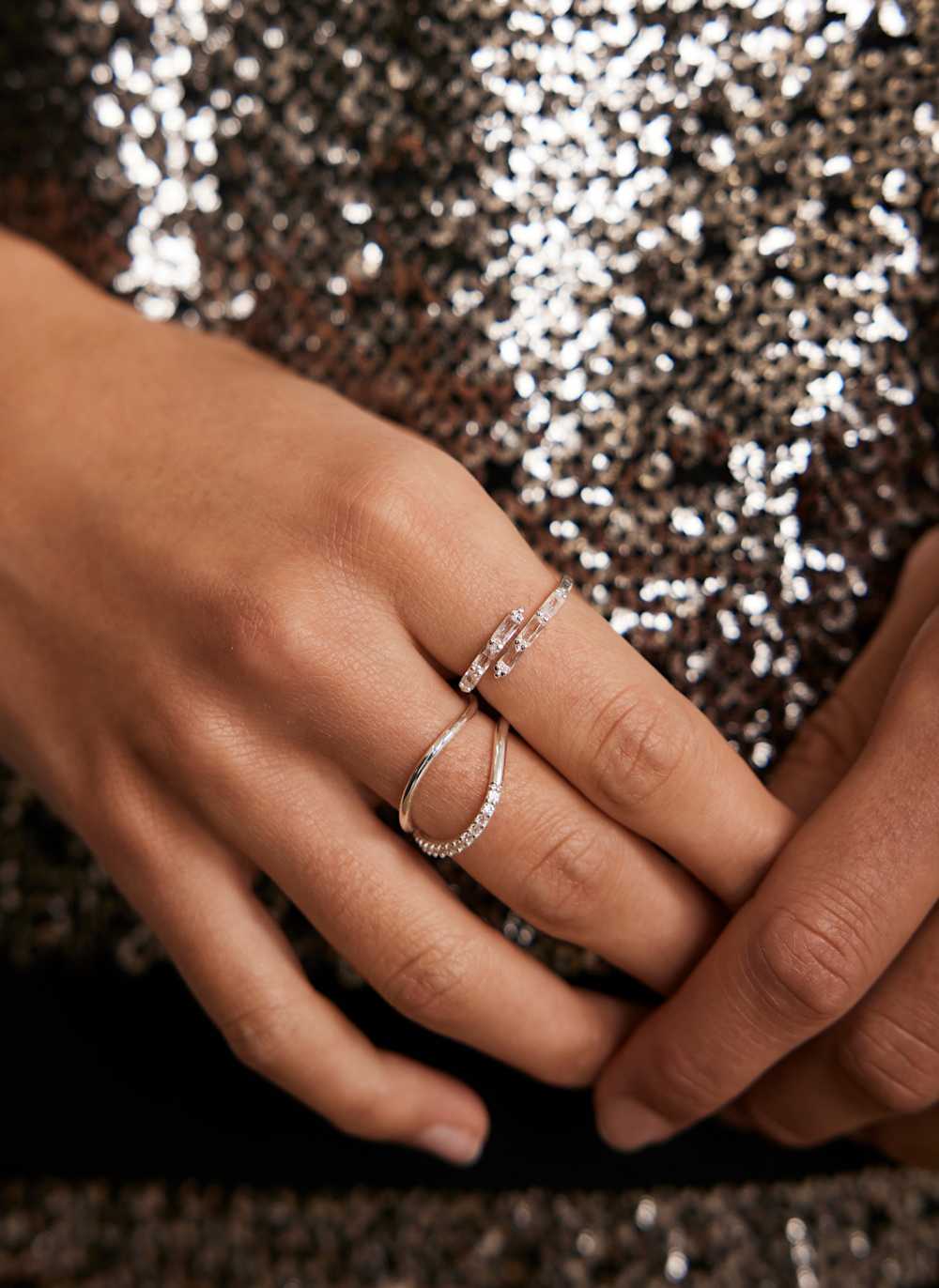 Silver Plated Crystal Wrap Ring – Mint Velvet