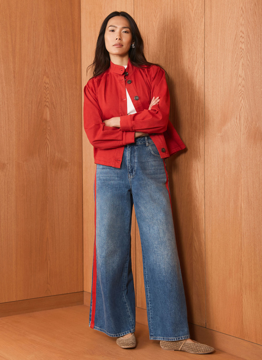 Indigo Side Stripe Wide Jeans – Mint Velvet