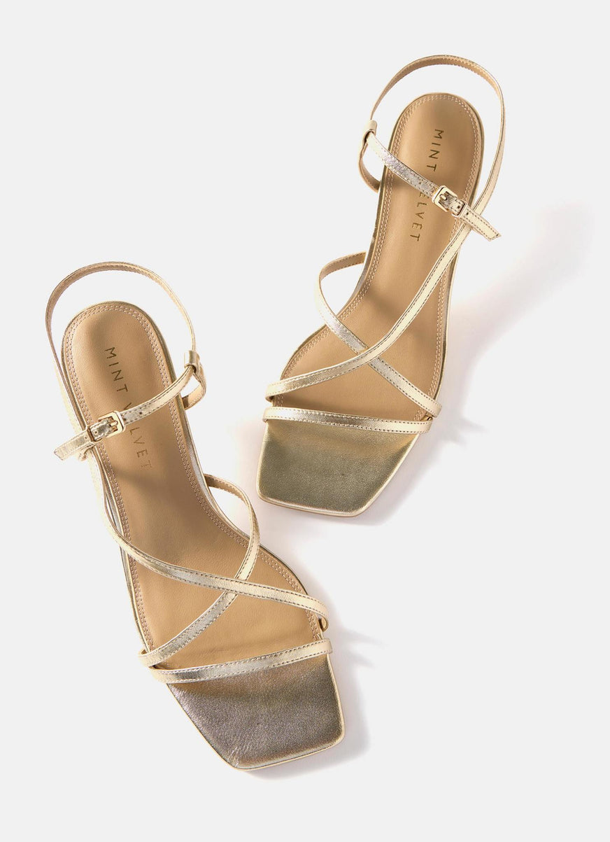 Eli Gold Leather Strappy Kitten Heels – Mint Velvet
