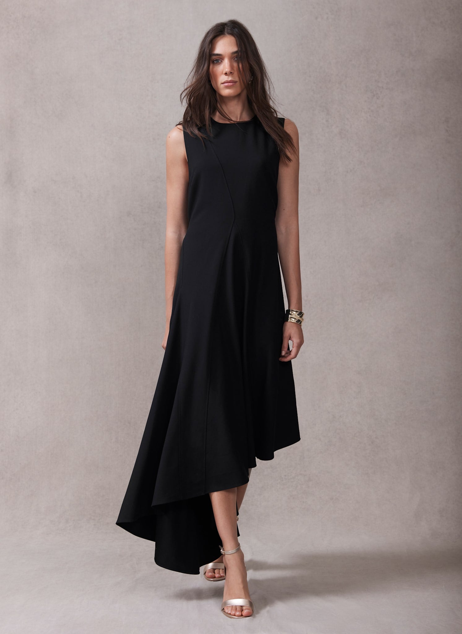 Black Asymmetric Midi Dress – Mint Velvet