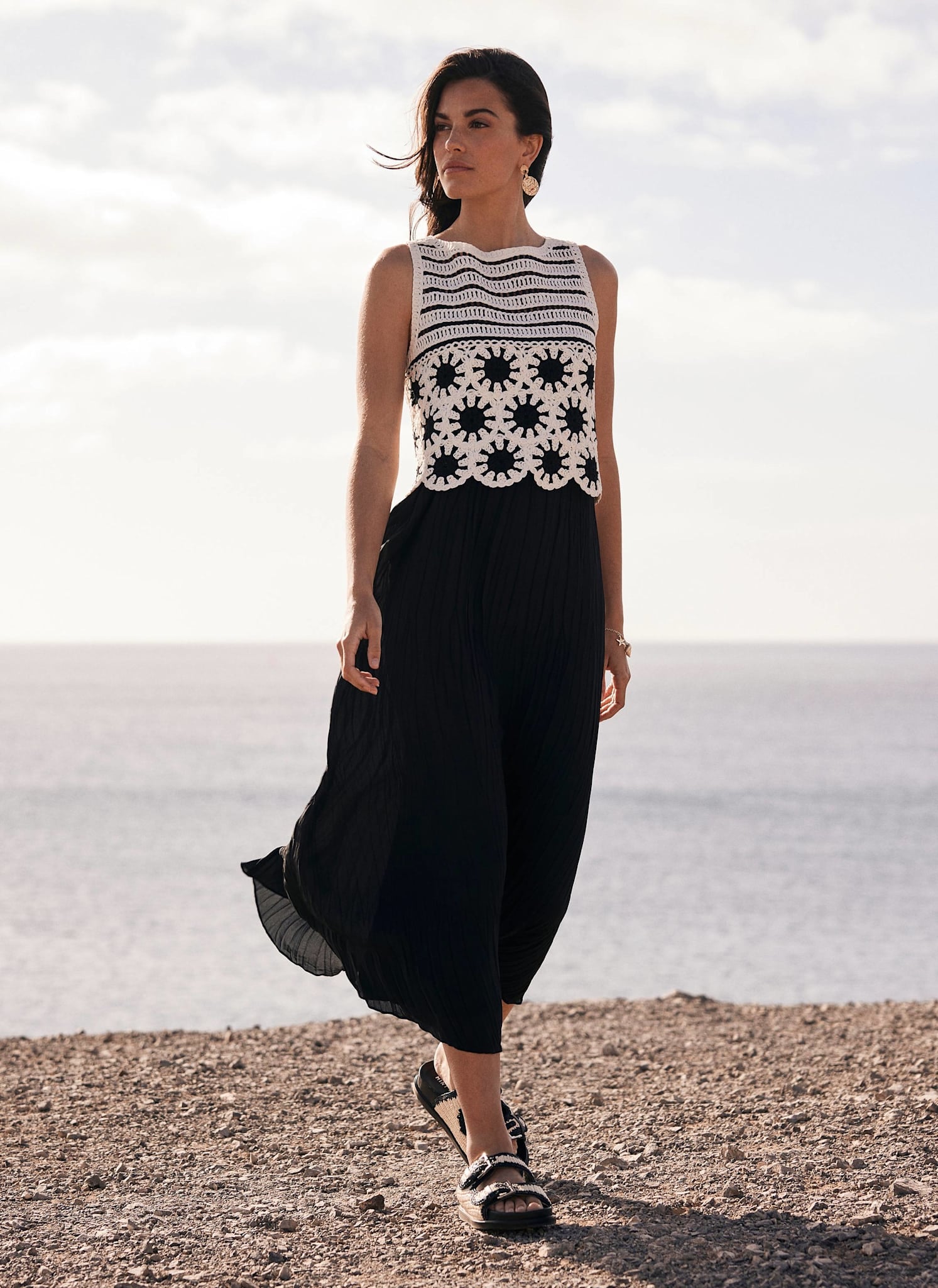 Black Crochet Midi Dress – Mint Velvet