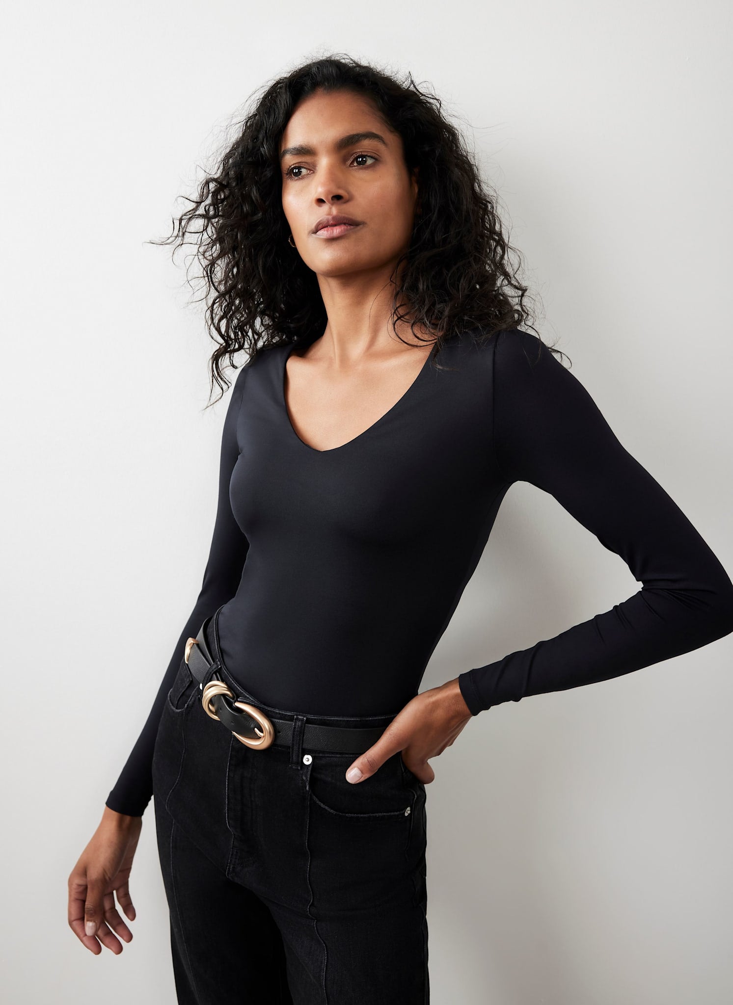 Black V Neck Layering Top – Mint Velvet