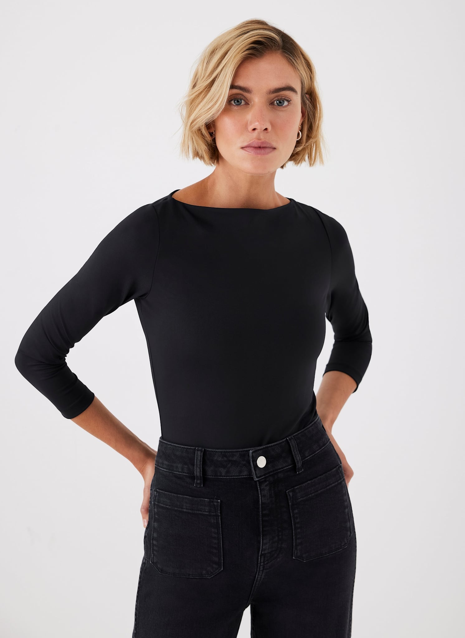 Black Slash Neck Layering Top – Mint Velvet
