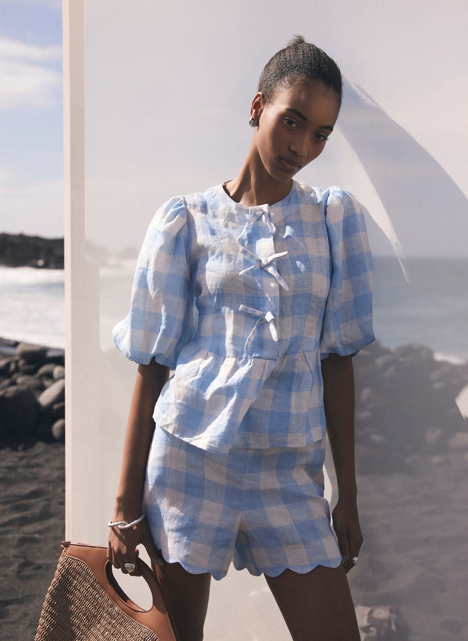 Blue Gingham Linen Top – Mint Velvet