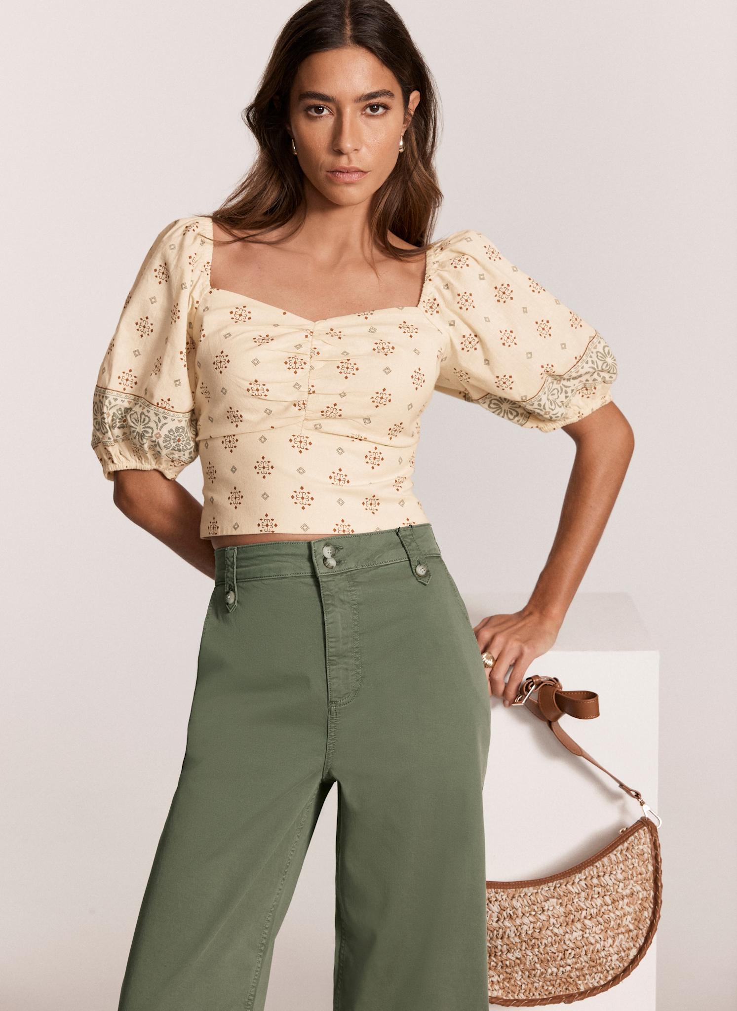 Neutral Print Cropped Top – Mint Velvet
