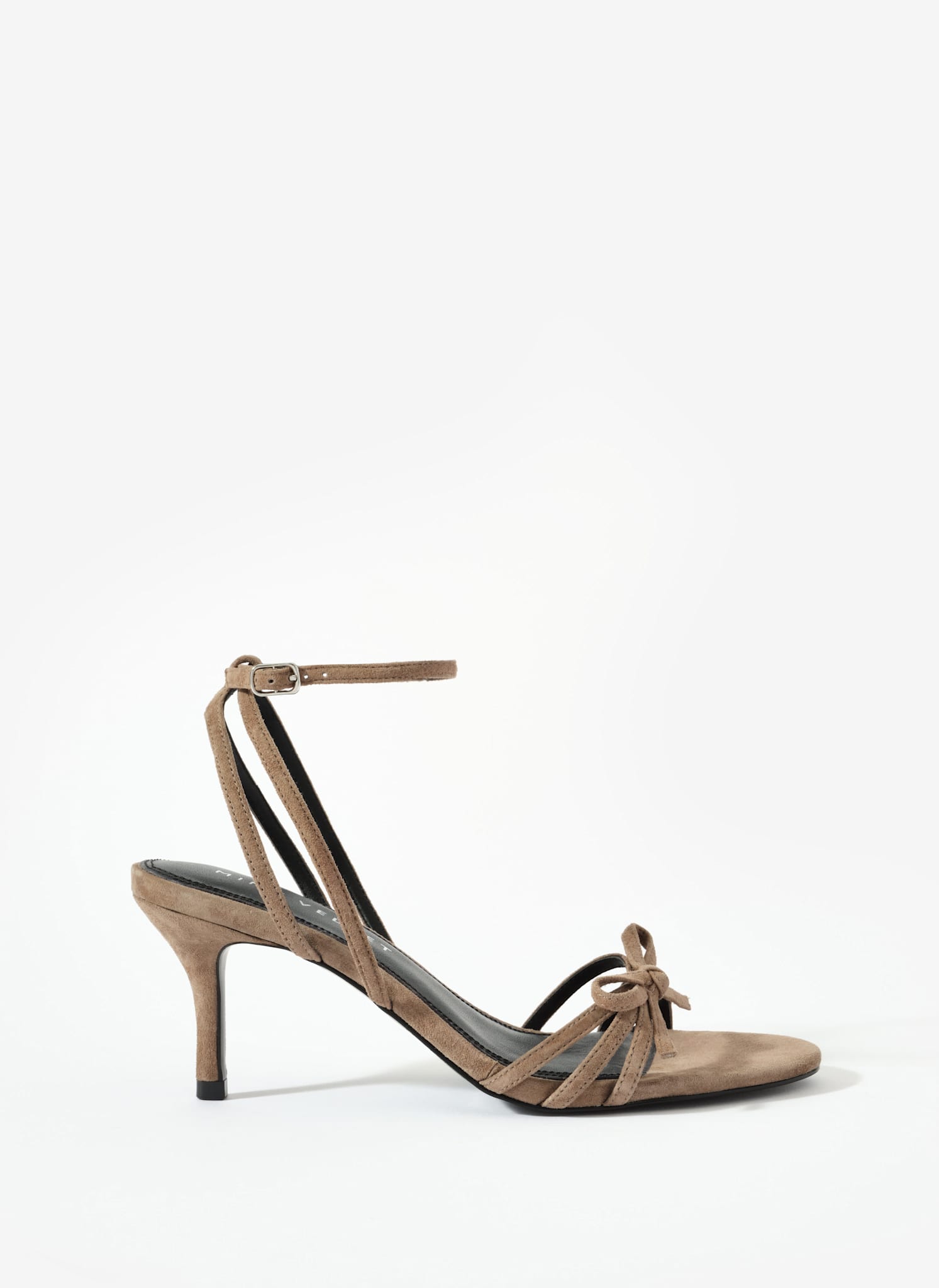 Bridie Taupe Suede Strappy Bow Heels – Mint Velvet