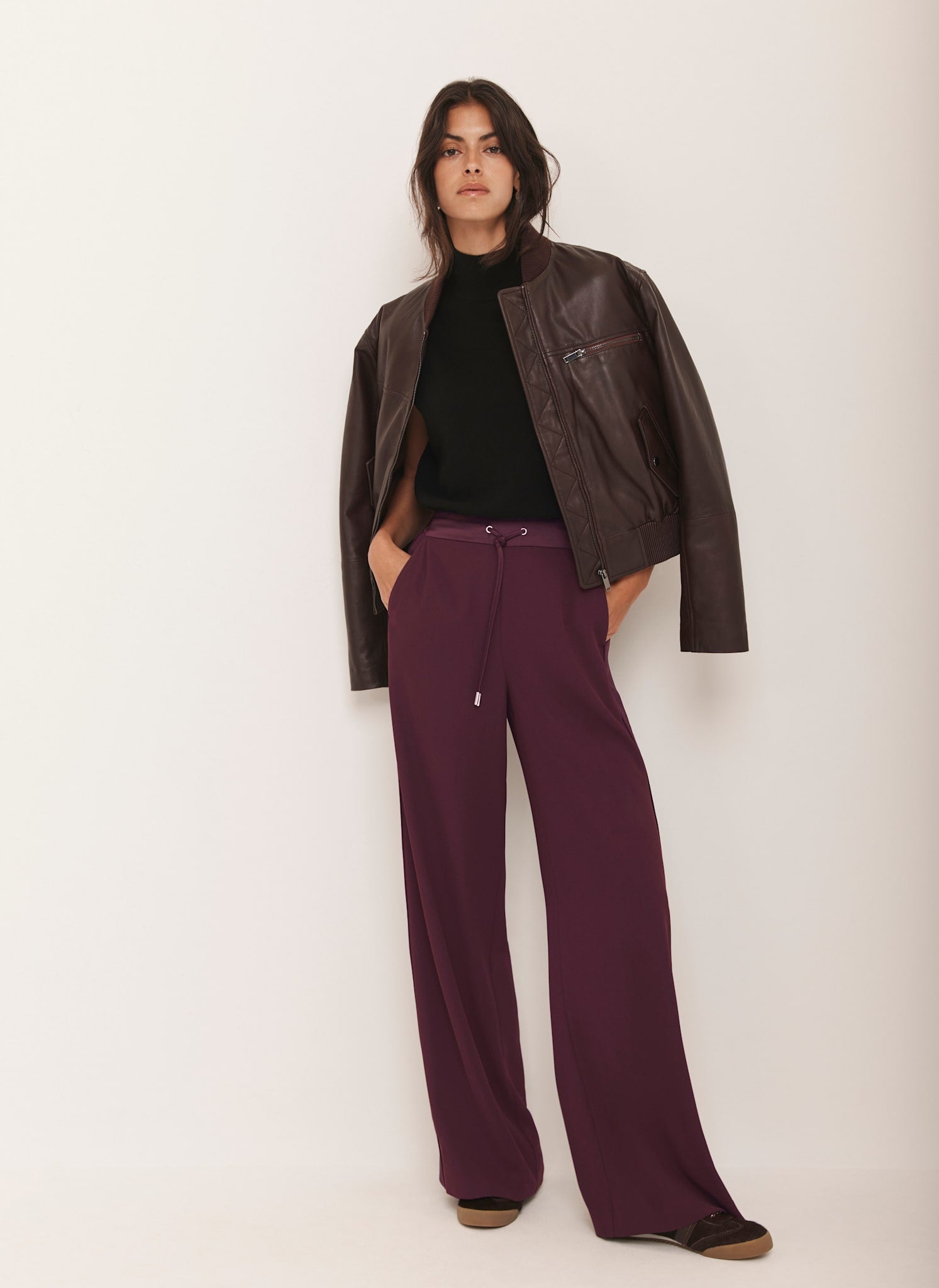 Burgundy Side Stripe Trousers – Mint Velvet