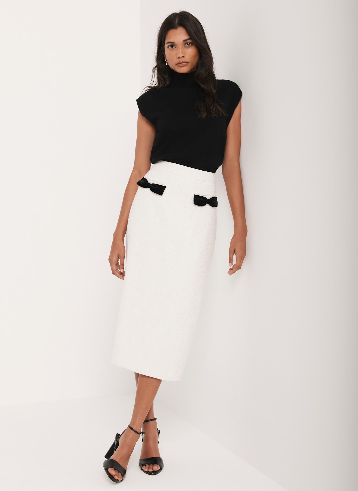 Cream Boucle Bow Midi Skirt – Mint Velvet