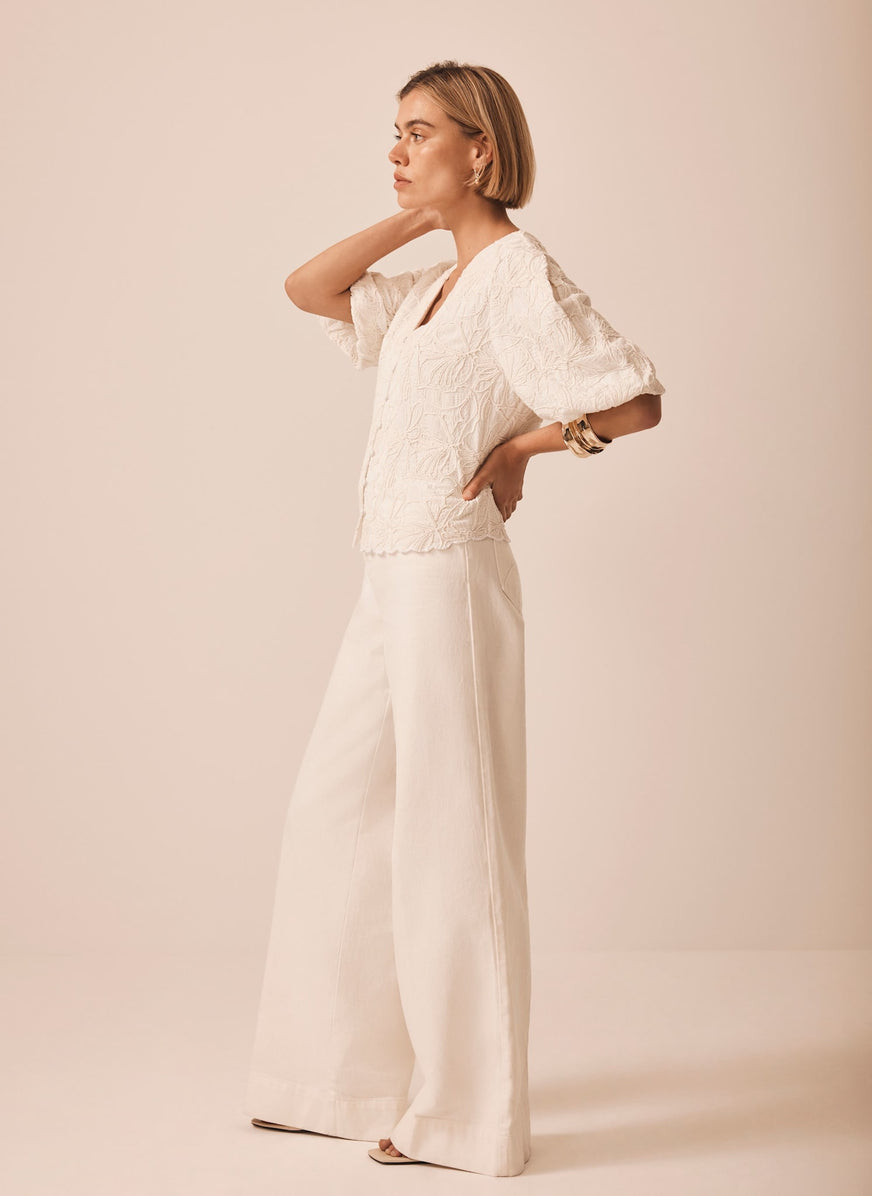 Cream Embroidered Detail Top – Mint Velvet