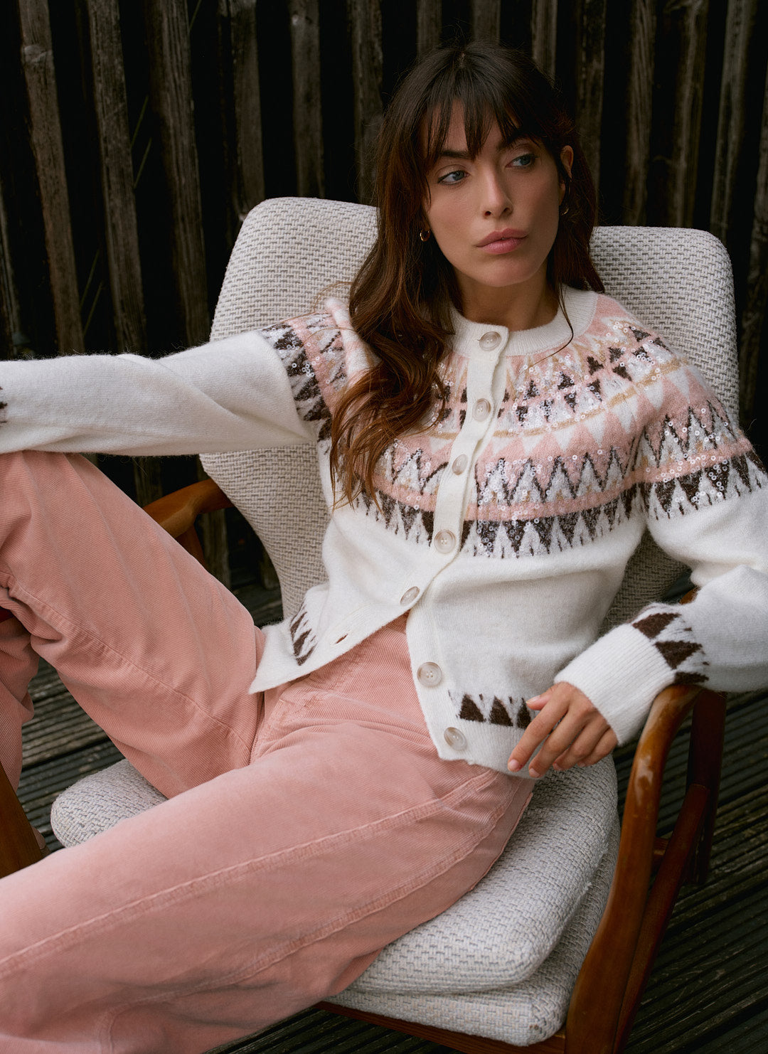 Cream Fair Isle Sequin Cardigan – Mint Velvet