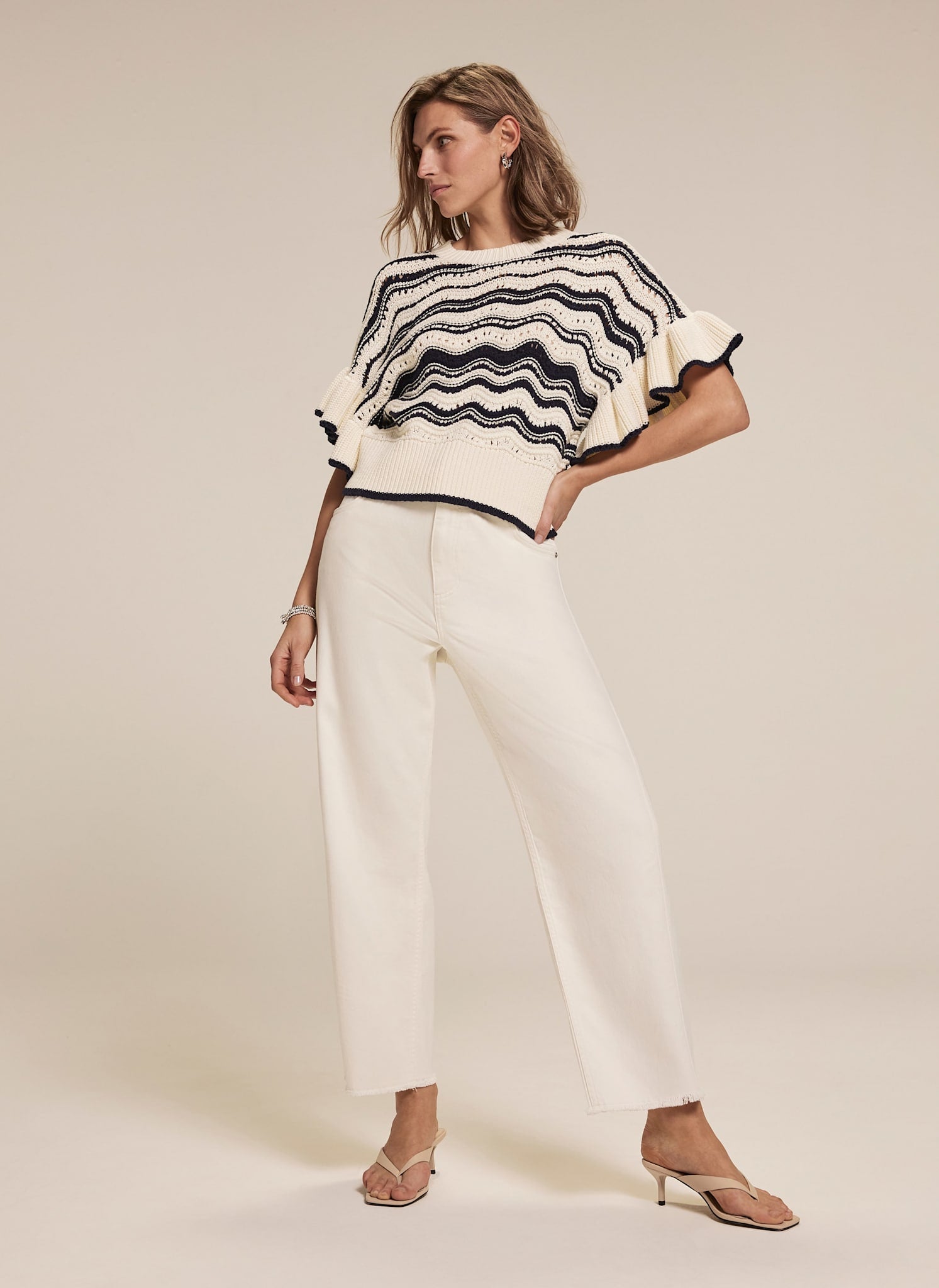 Cream Striped Cotton Knit Top – Mint Velvet