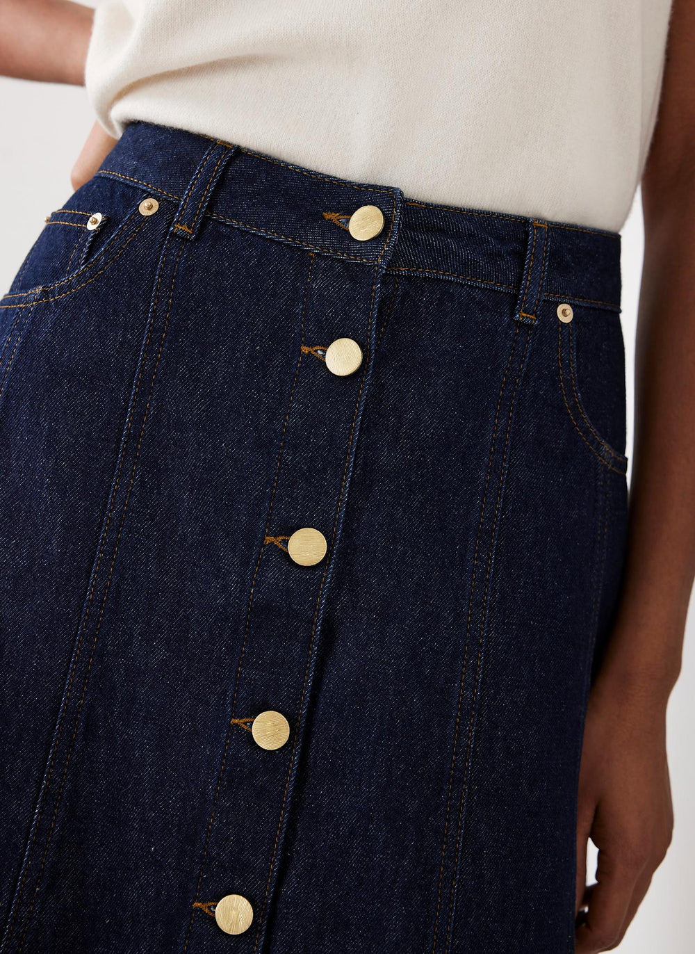 Dark Indigo Denim Midi Skirt – Mint Velvet
