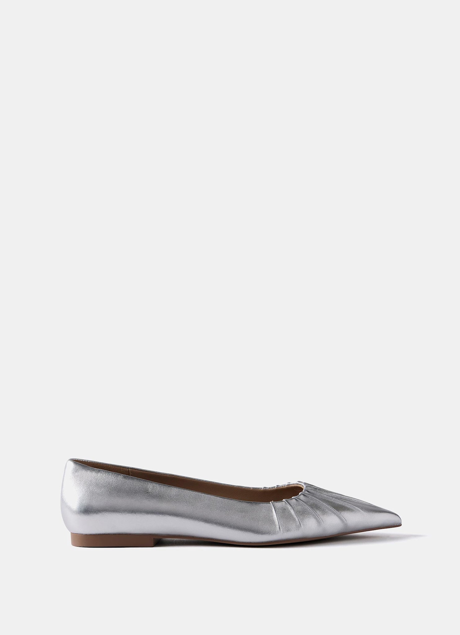 Dottie Silver Leather Ballet Flat Shoes – Mint Velvet