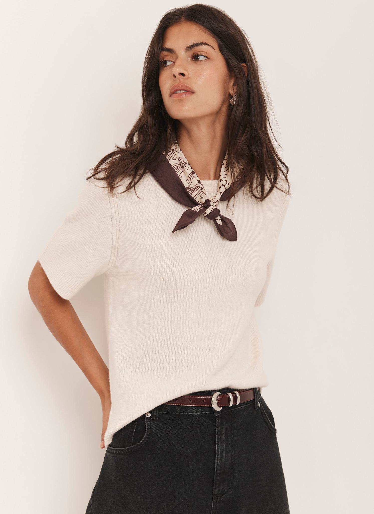 Floral Print Cotton Square Neck Scarf – Mint Velvet