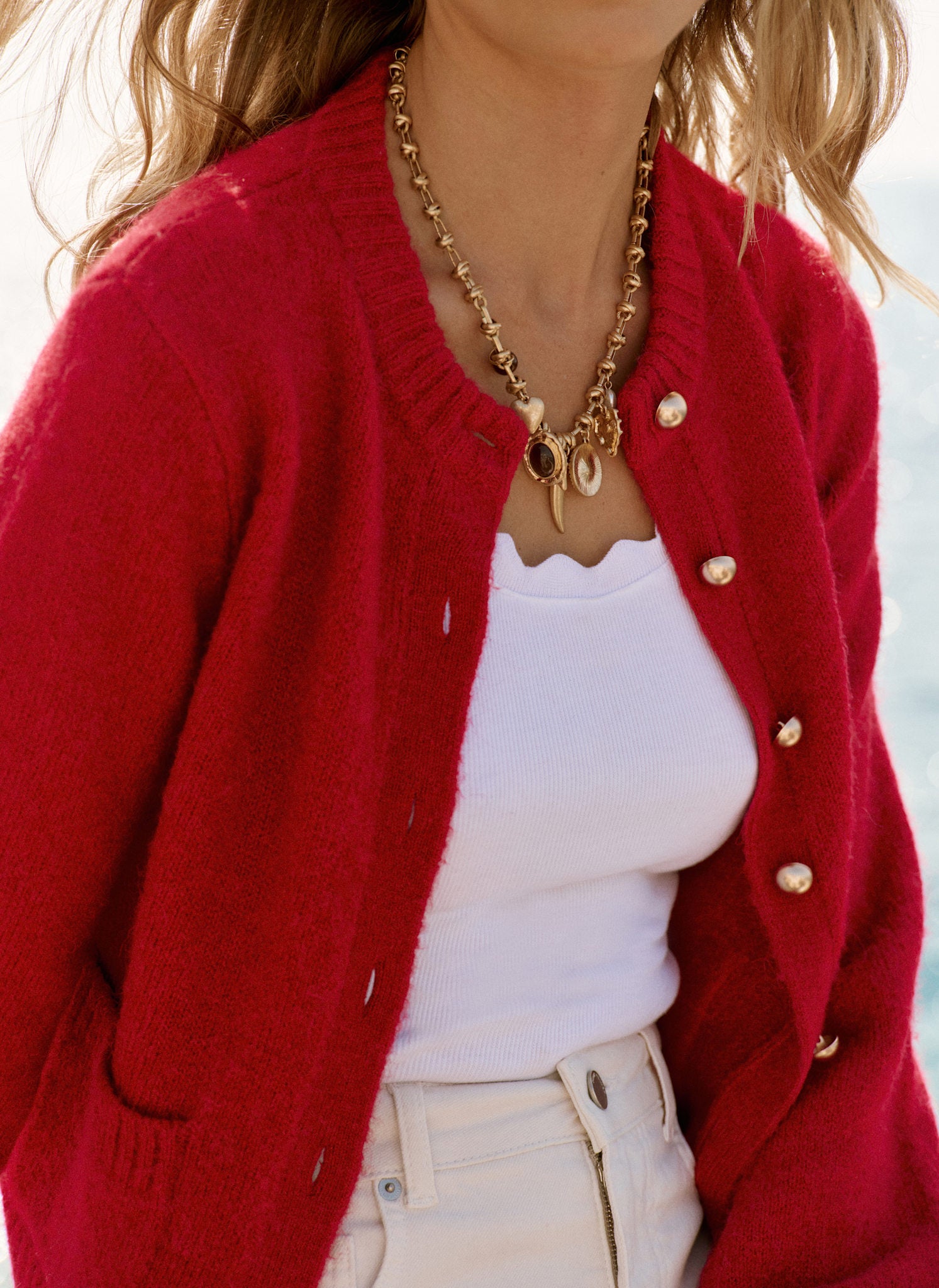 Gold Tone Statement Charm Necklace – Mint Velvet