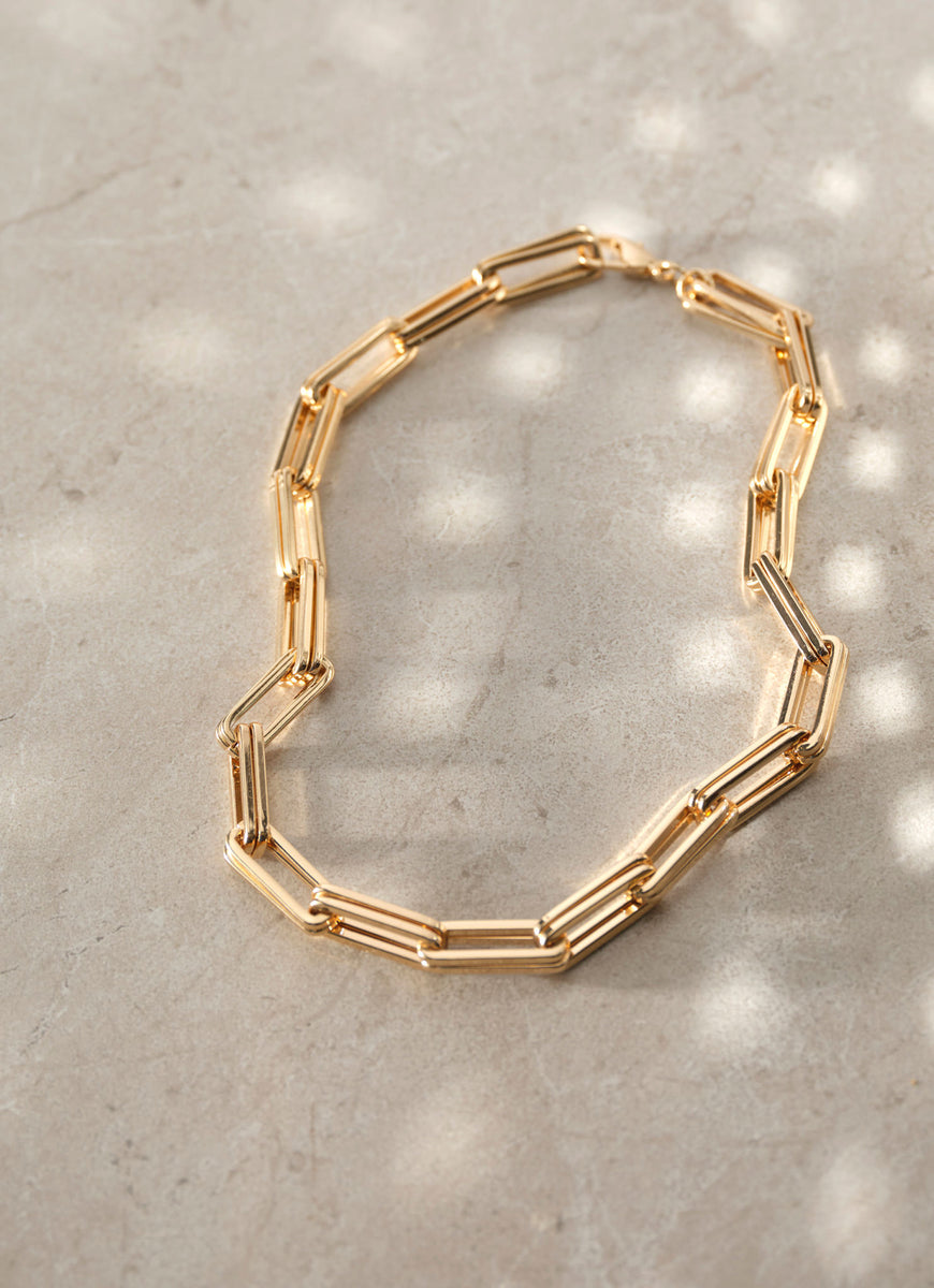 Gold Tone Square Link Necklace – Mint Velvet