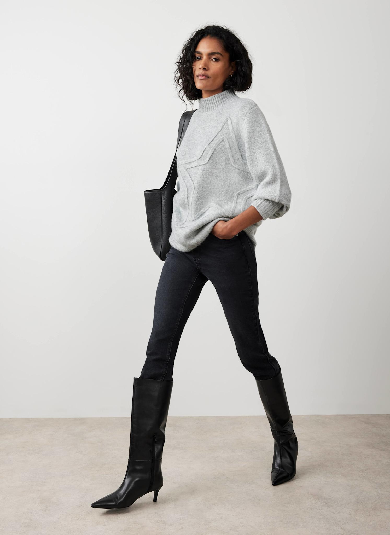 Grey Knit Star Jumper – Mint Velvet