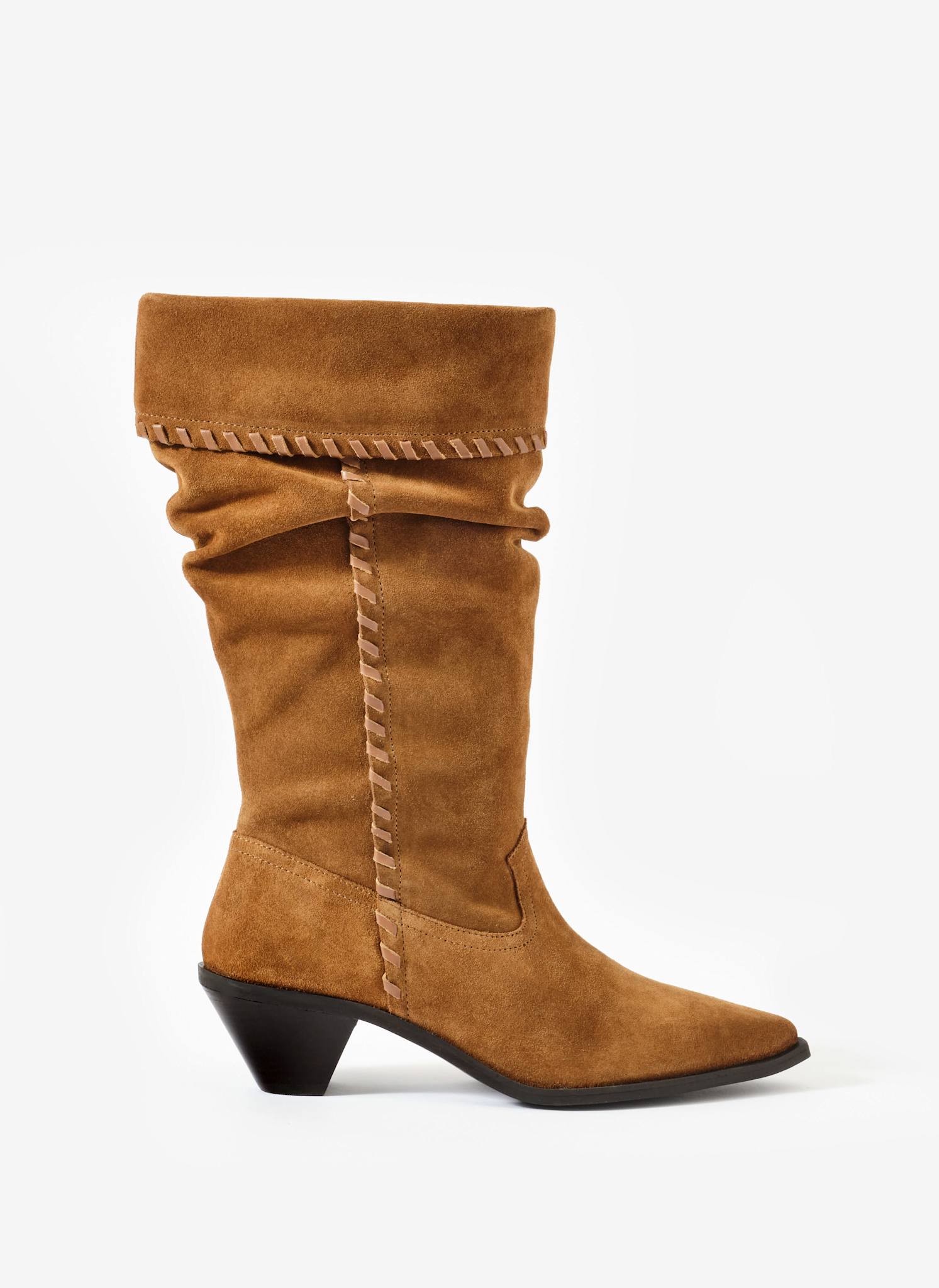 Isabelle Tan Suede Calf Boots – Mint Velvet