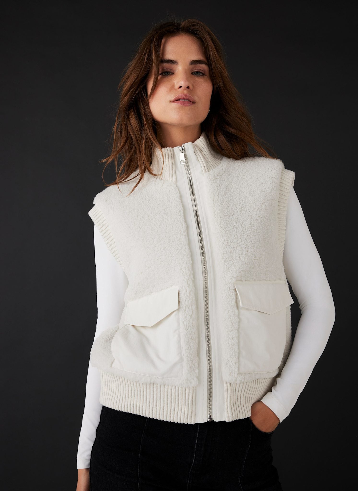 Cream Borg Knit Gilet – Mint Velvet