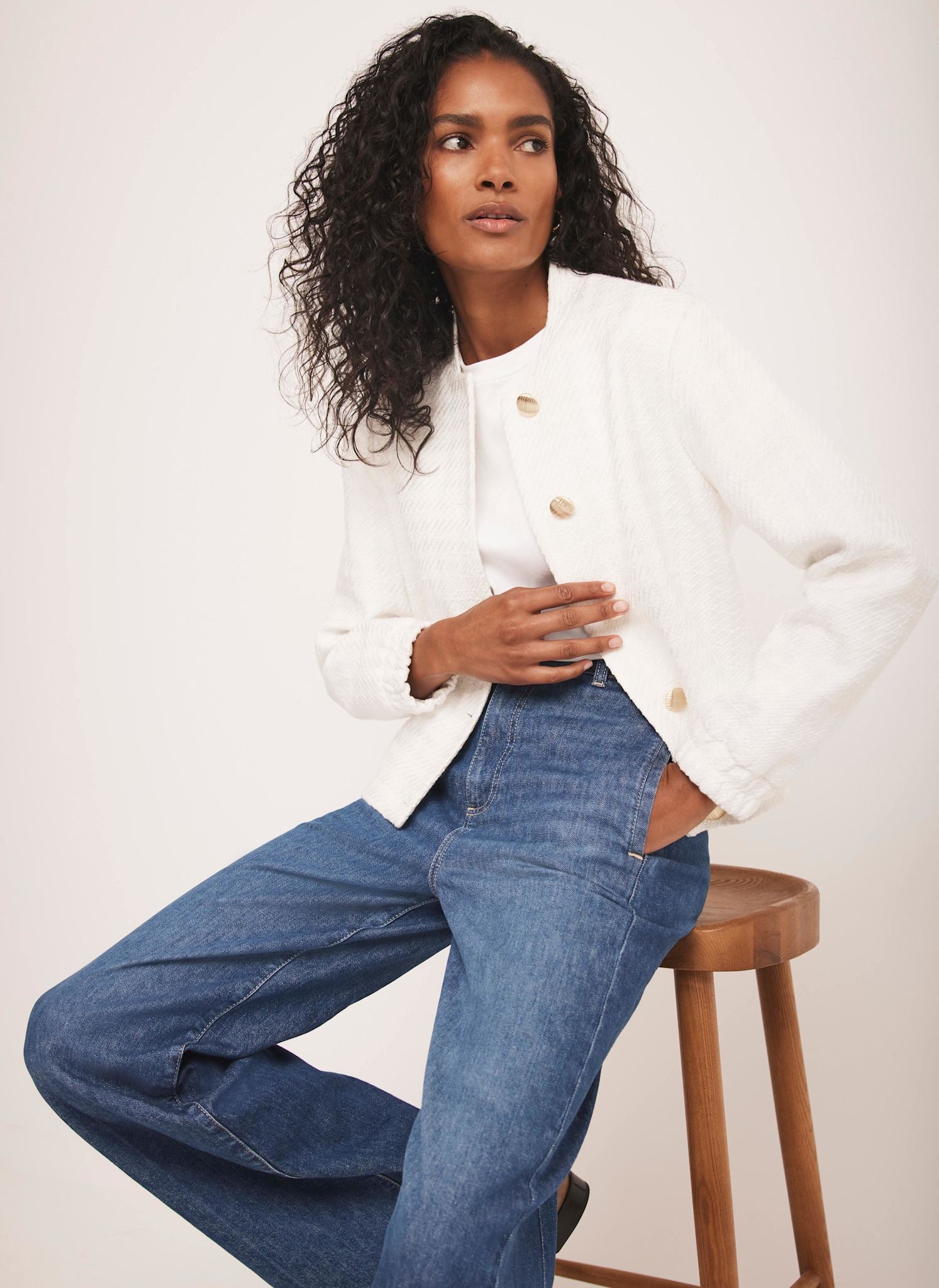 Cream Boucle Bomber Jacket – Mint Velvet