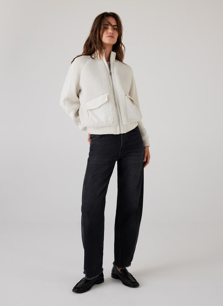 White Borg Mix Bomber Jacket – Mint Velvet