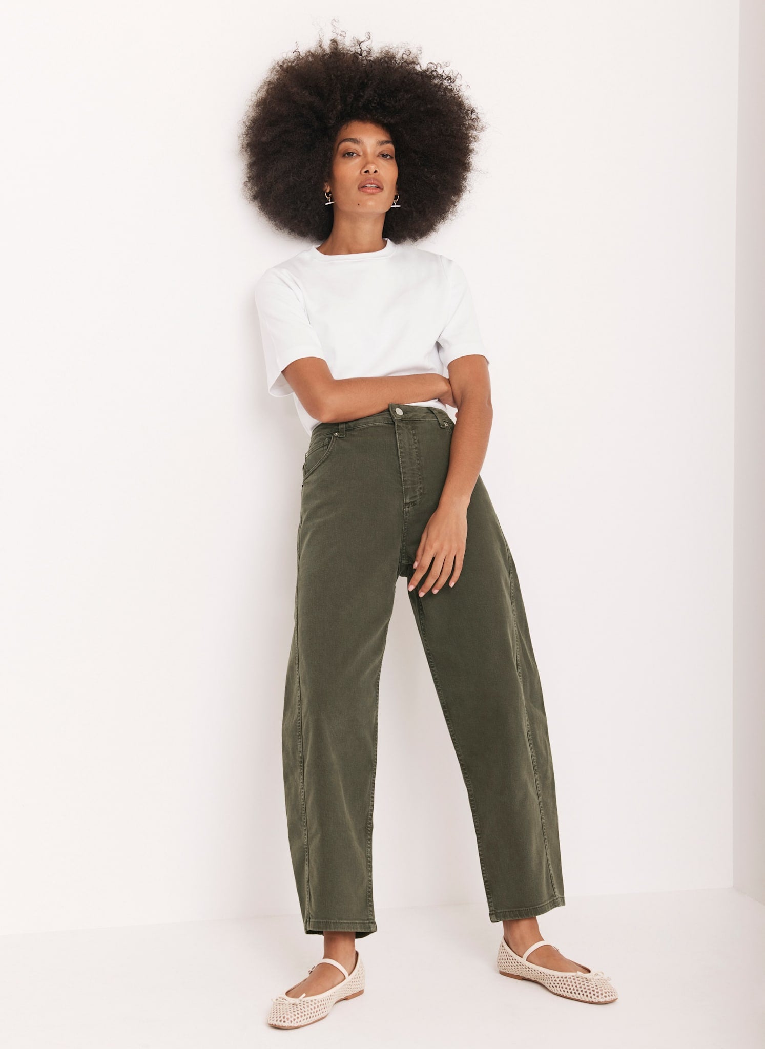 Khaki Barrel Leg Jeans – Mint Velvet
