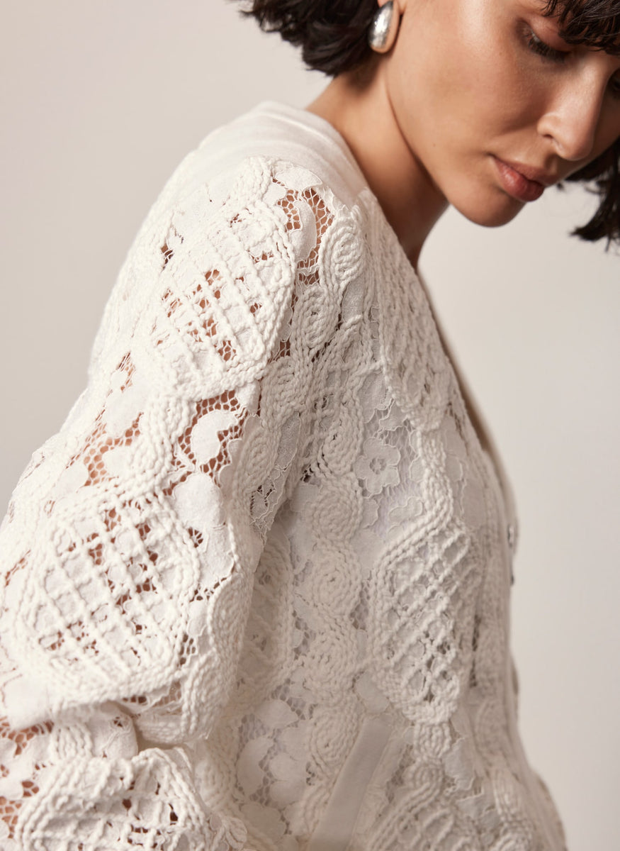 White Lace Bomber Jacket – Mint Velvet