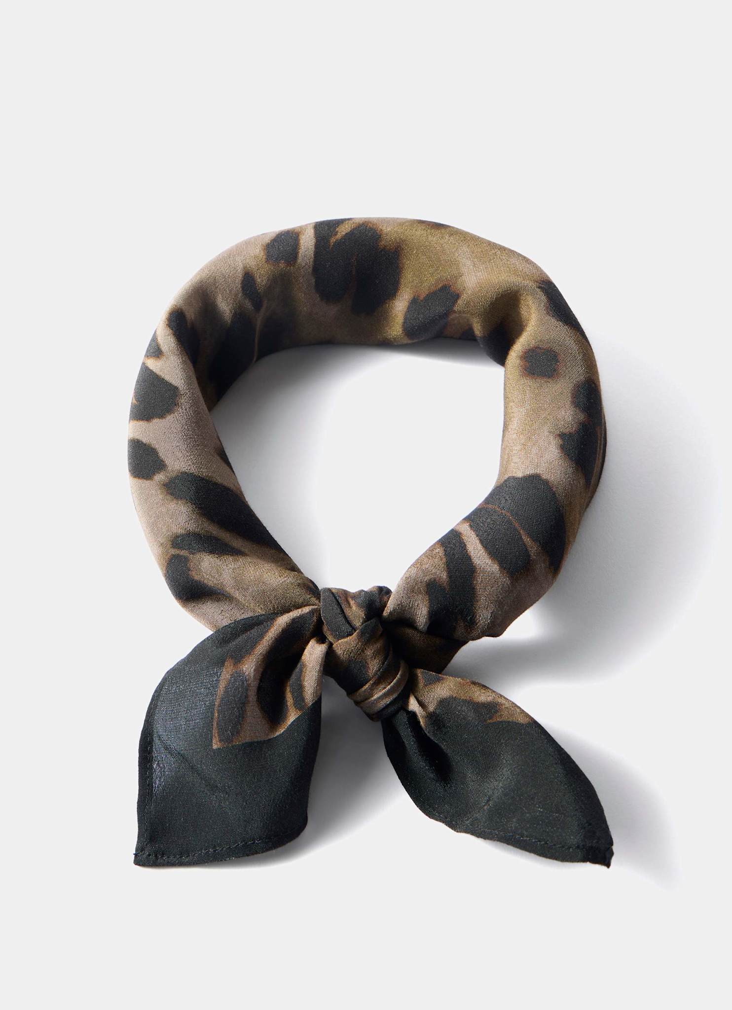 Black Leopard Print Cotton Square Neck Scarf – Mint Velvet