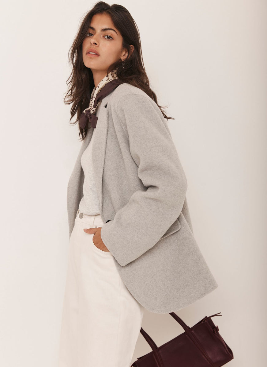 Light Grey Wool Blend Hand Finished Blazer – Mint Velvet