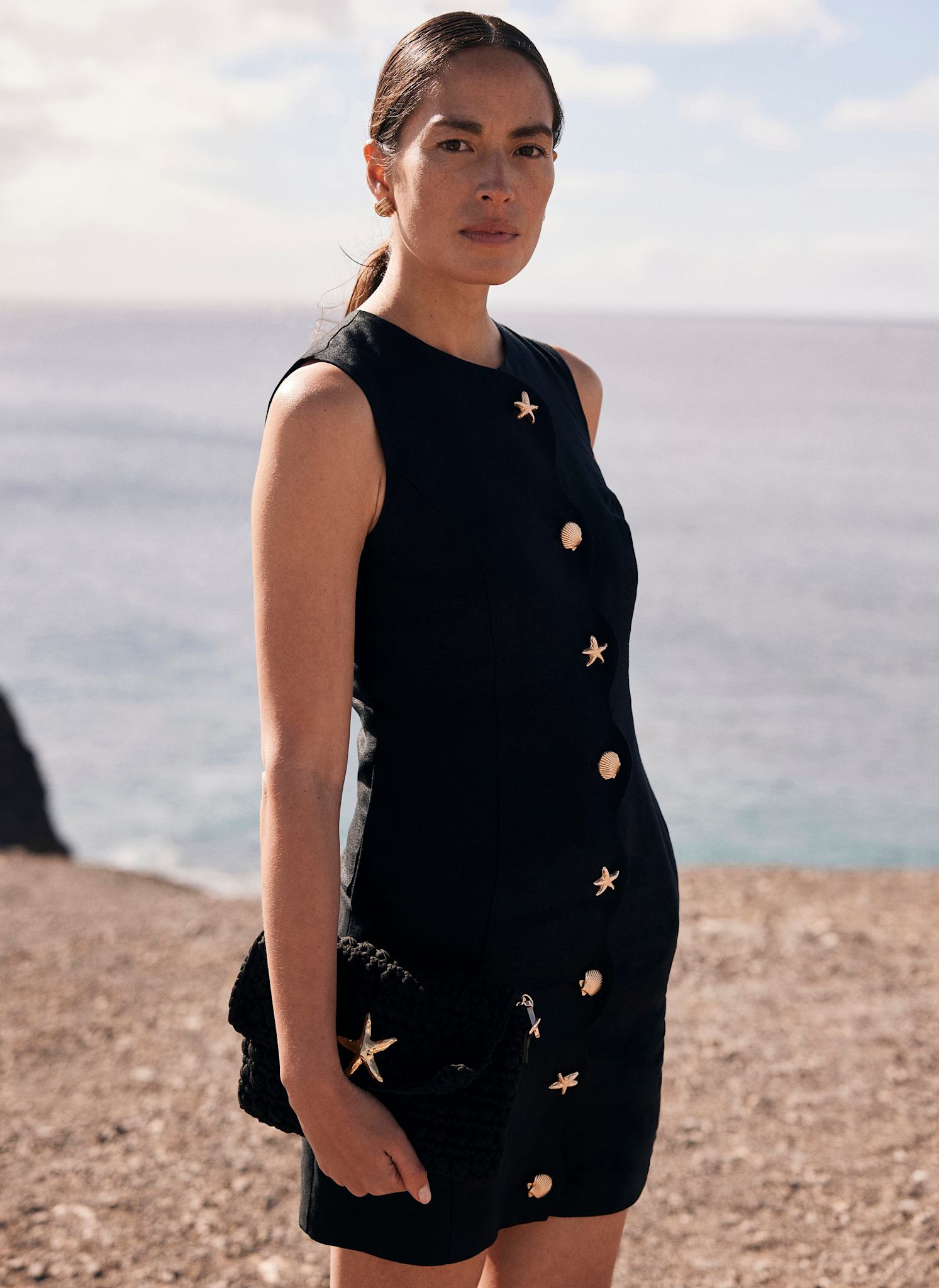 Black Linen Starfish Mini Dress – Mint Velvet