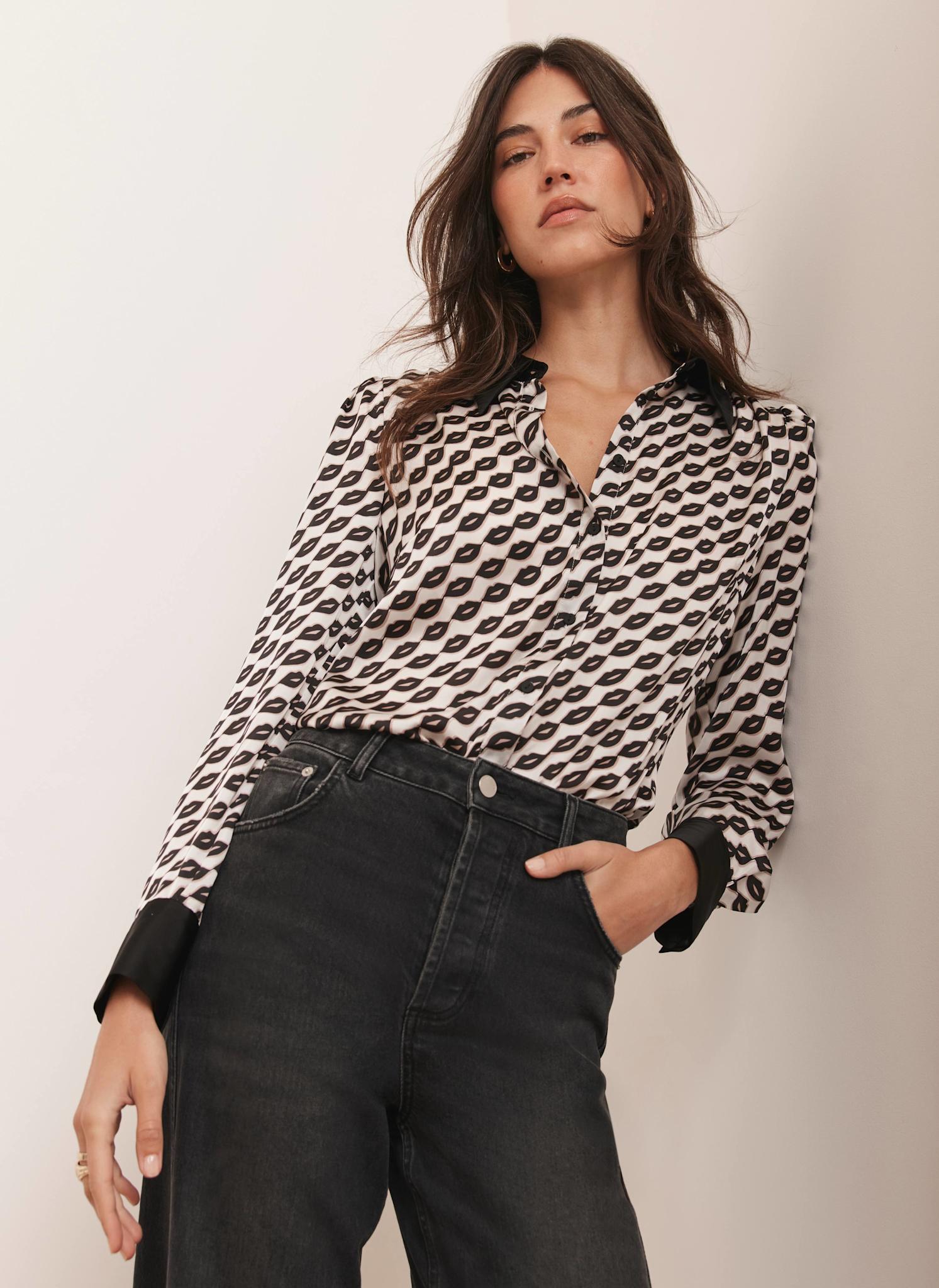 Black Lip Print Shirt – Mint Velvet