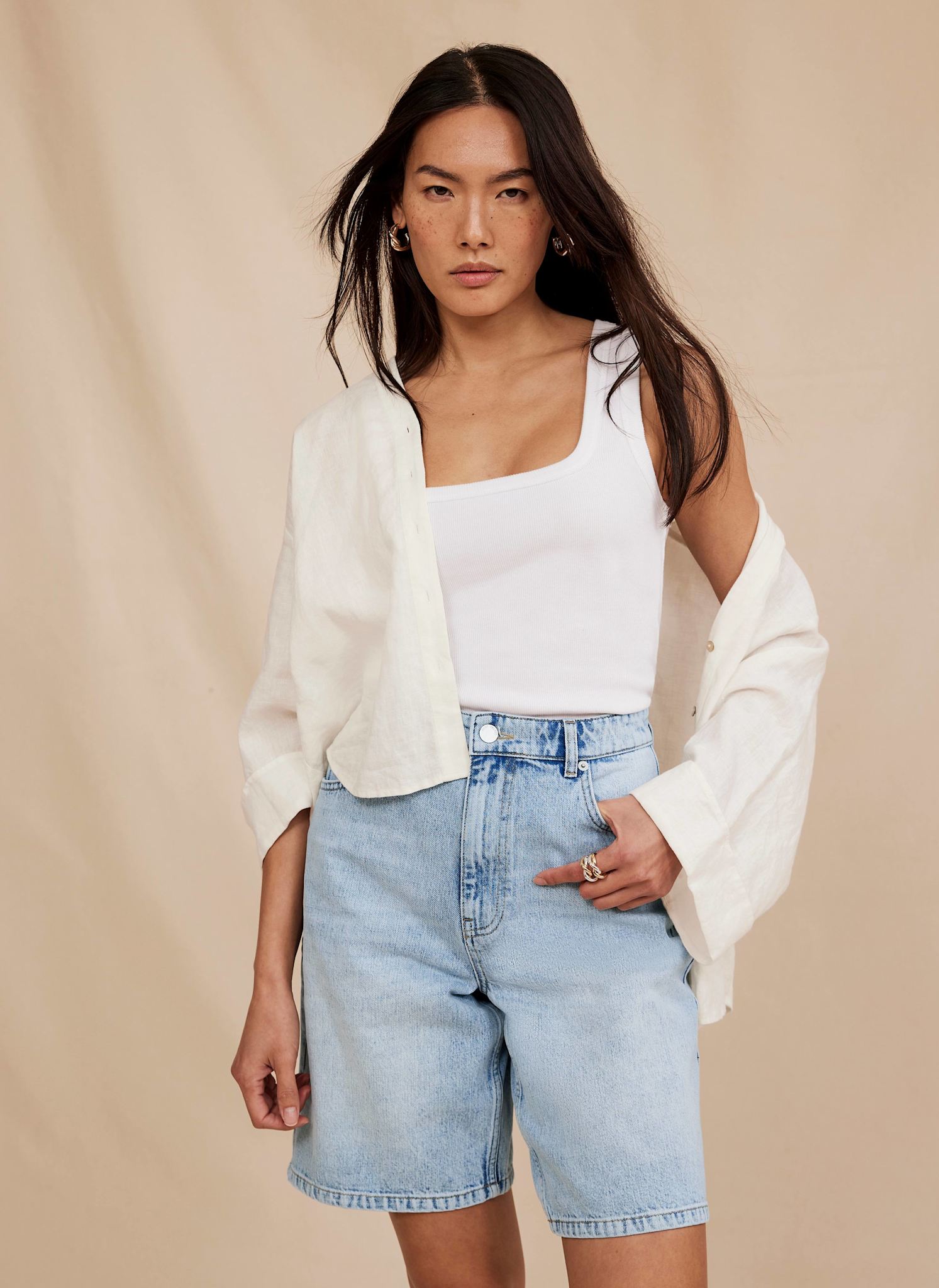 Mid Indigo Long Denim Shorts – Mint Velvet