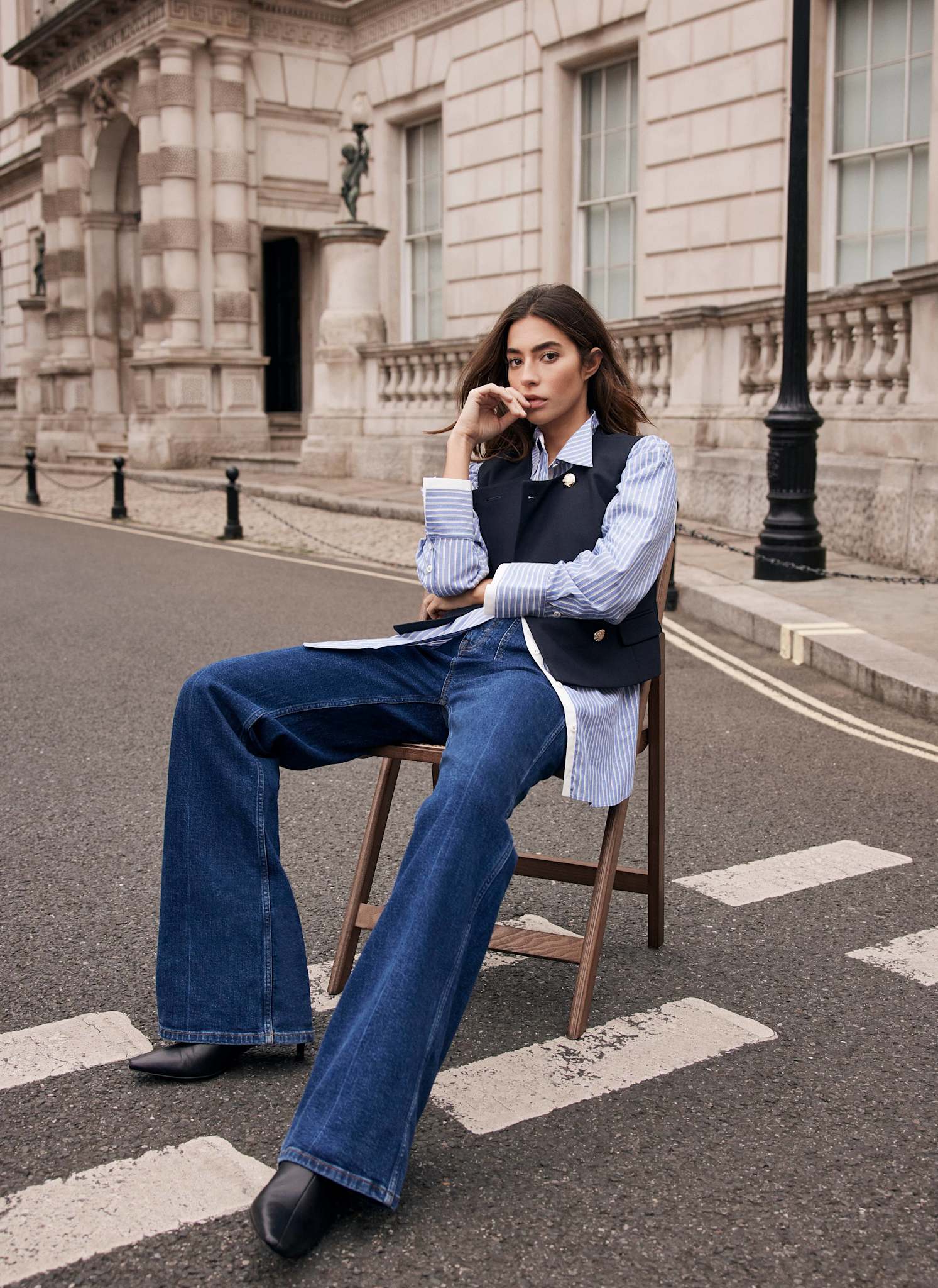 Navy Button Detail Waistcoat – Mint Velvet