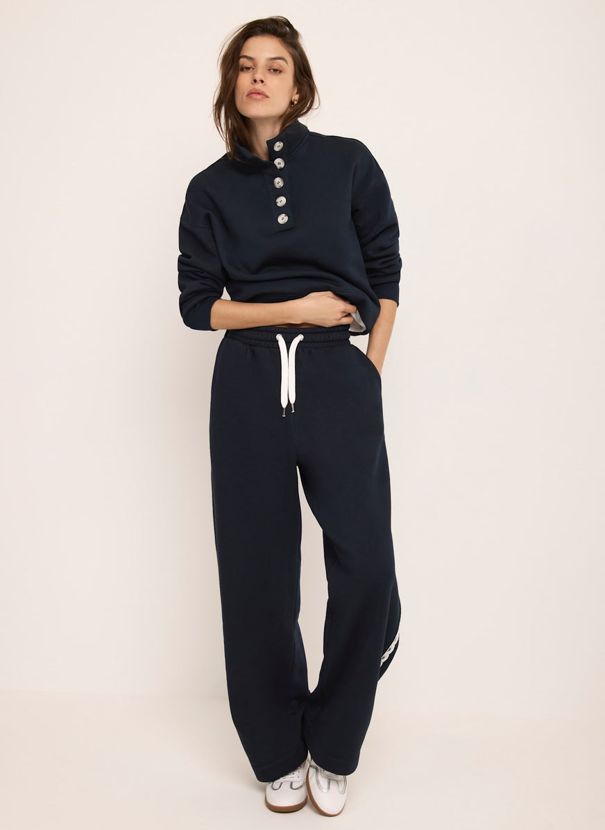 Navy Button Detail Sweatshirt – Mint Velvet