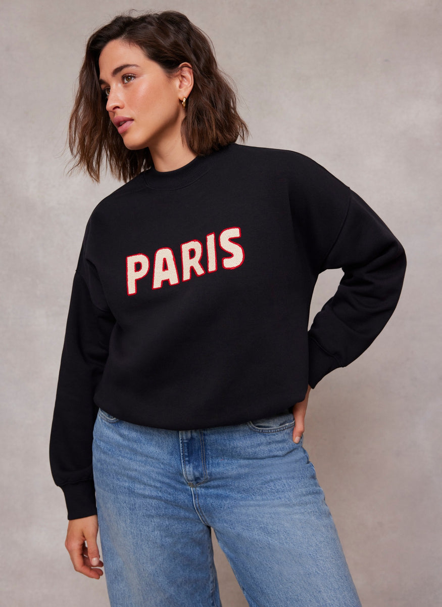 Navy Cotton Blend Paris Sweatshirt – Mint Velvet