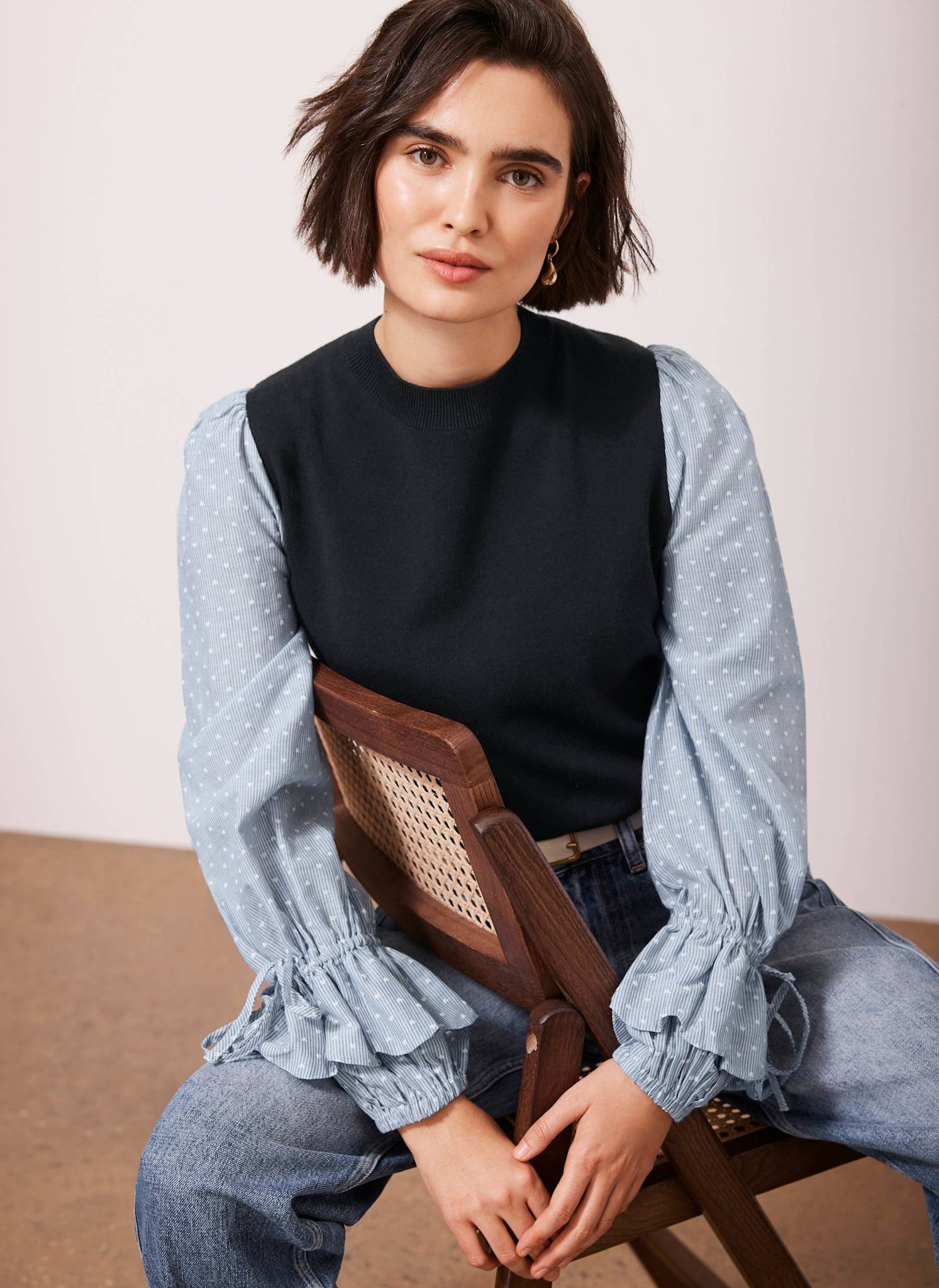 Navy Polka Heart Layered Knit Top – Mint Velvet