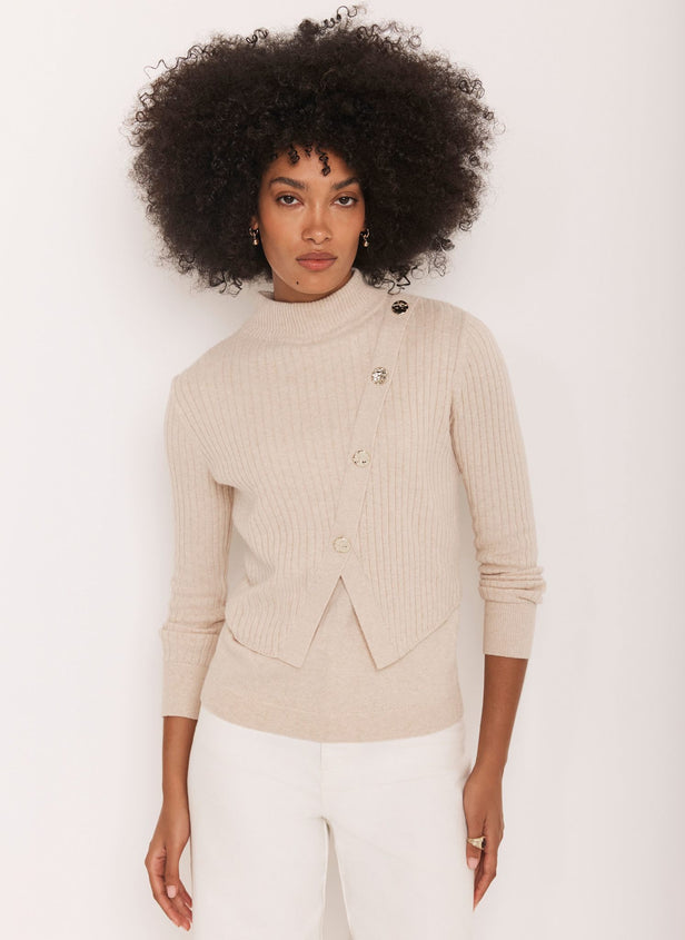 Neutral Double Layer Ribbed Jumper – Mint Velvet