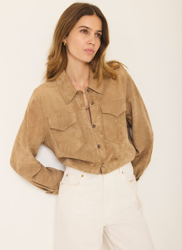 Neutral Suede Shirt – Mint Velvet