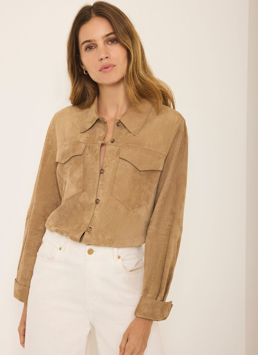 Neutral Suede Shirt – Mint Velvet