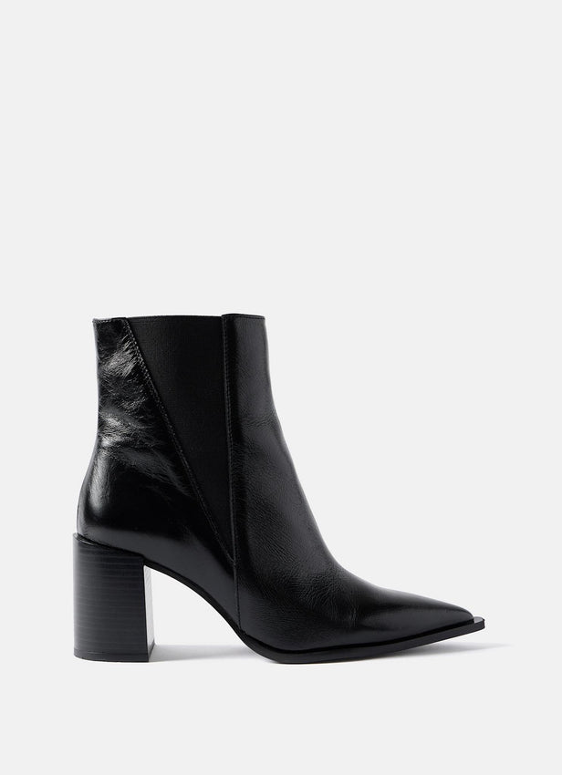 Noa Black Patent Block Heel Boots – Mint Velvet