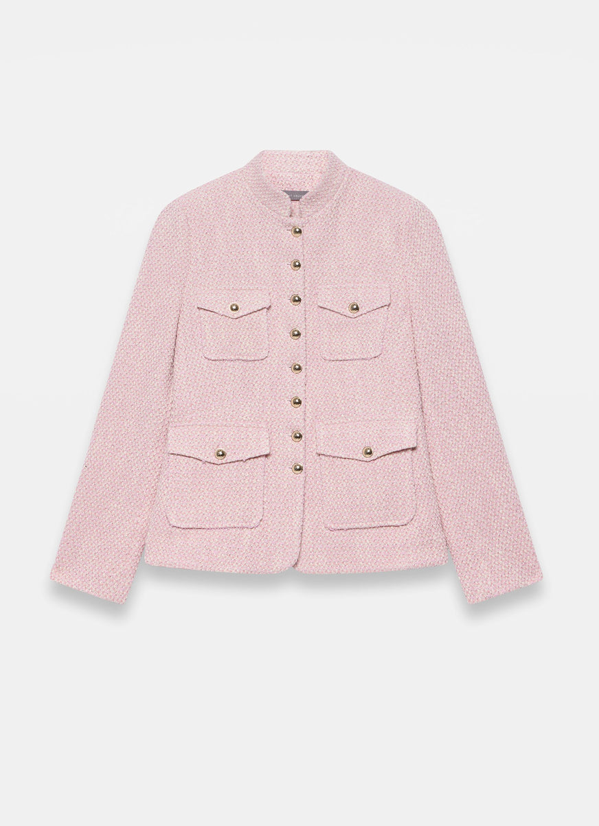 Pink Cotton Blend Boucle Jacket – Mint Velvet