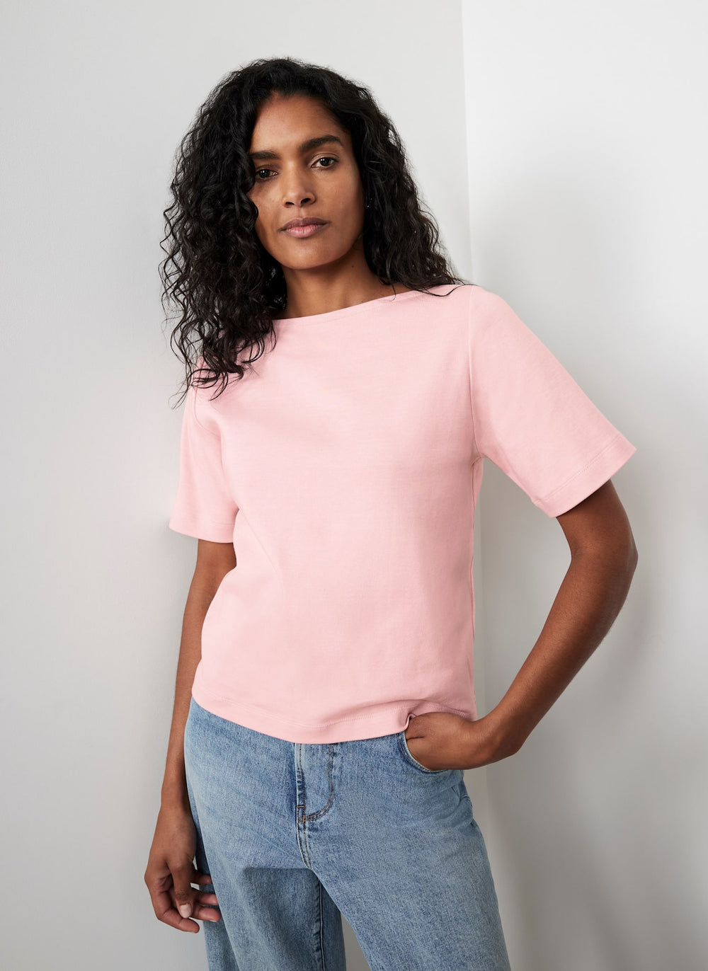 Pink Slash Neck T-Shirt – Mint Velvet