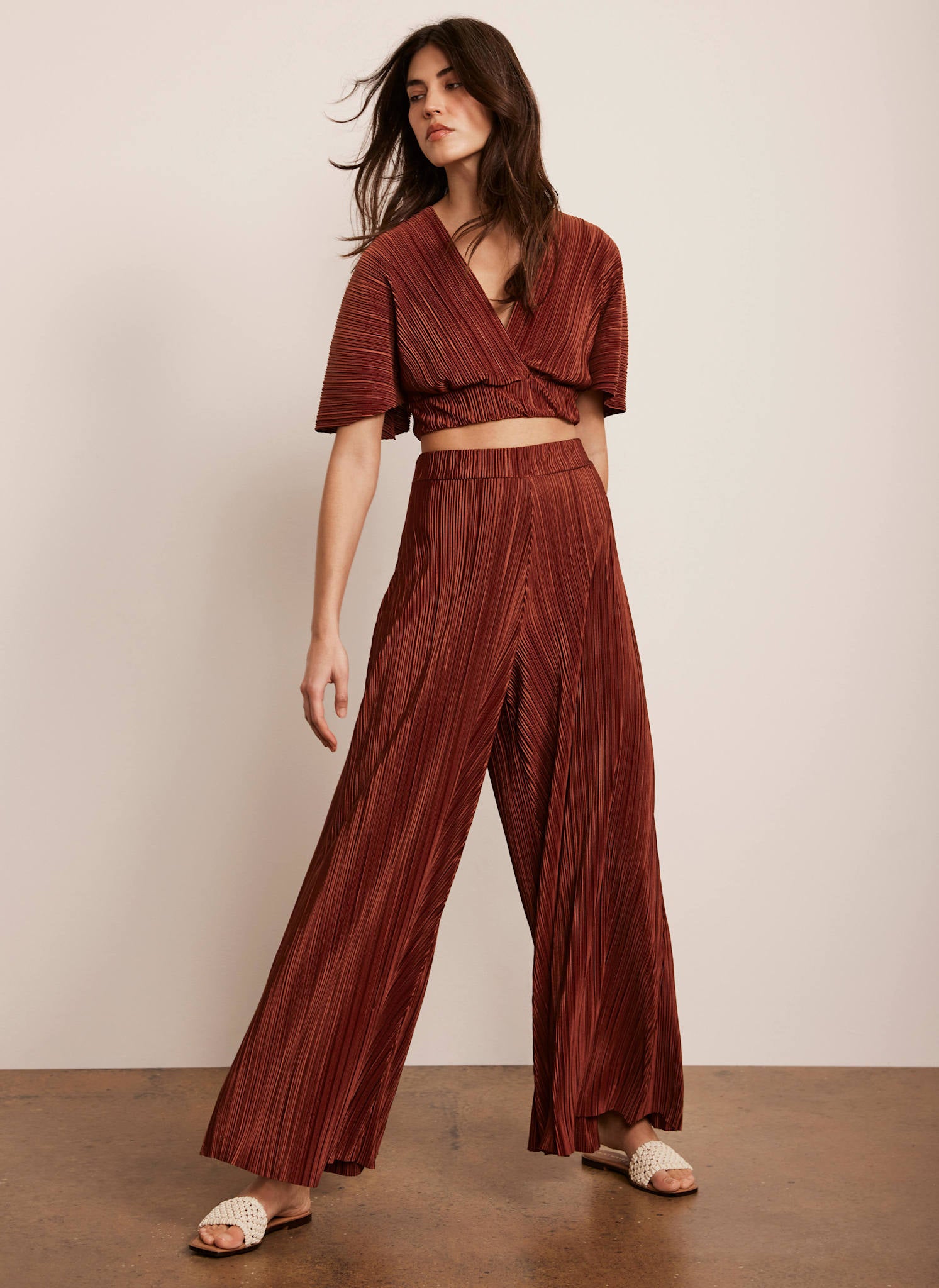 Red Plisse Top and Trouser Set – Mint Velvet