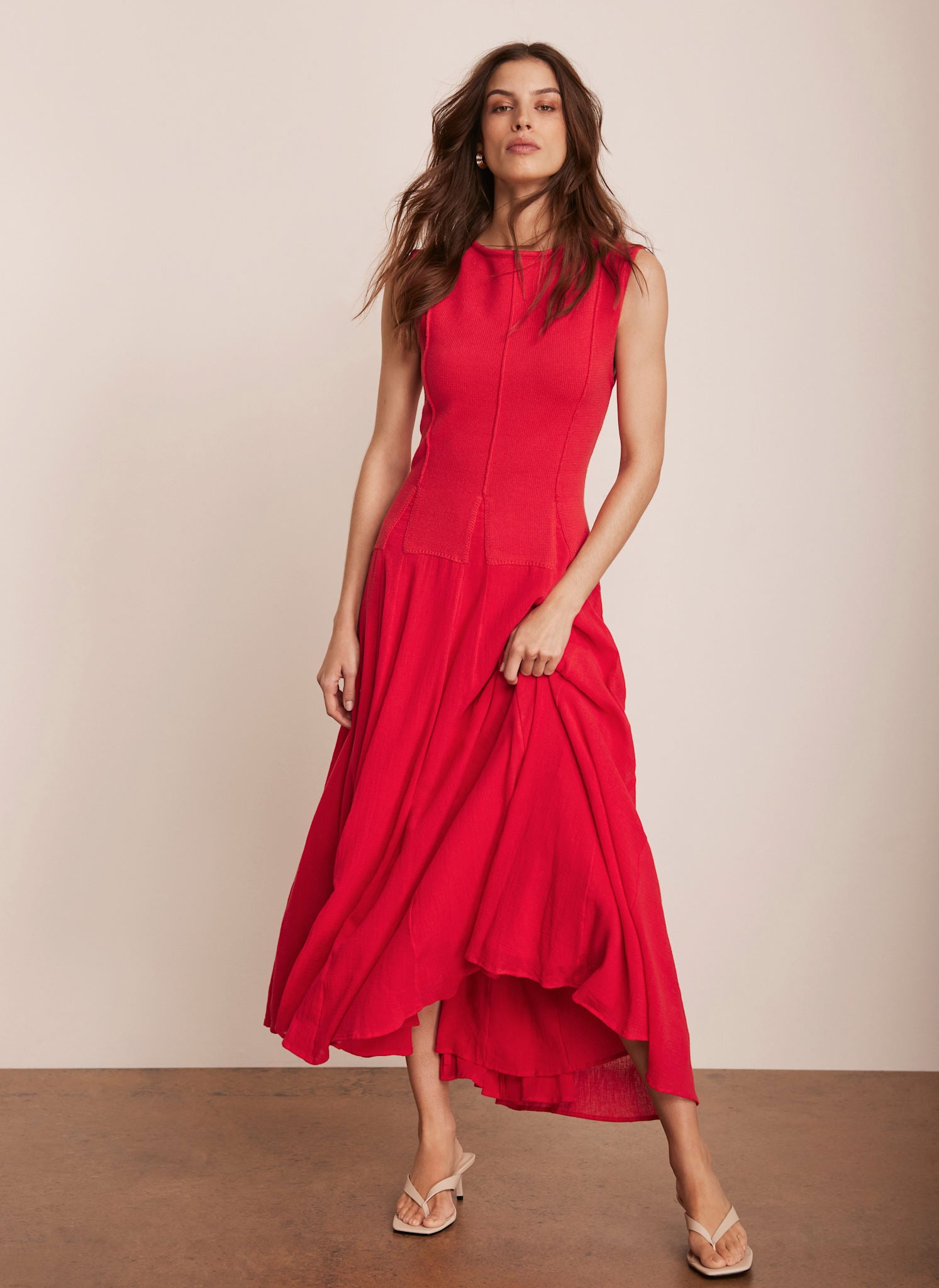 Red Cotton Drop Waist Maxi Dress – Mint Velvet