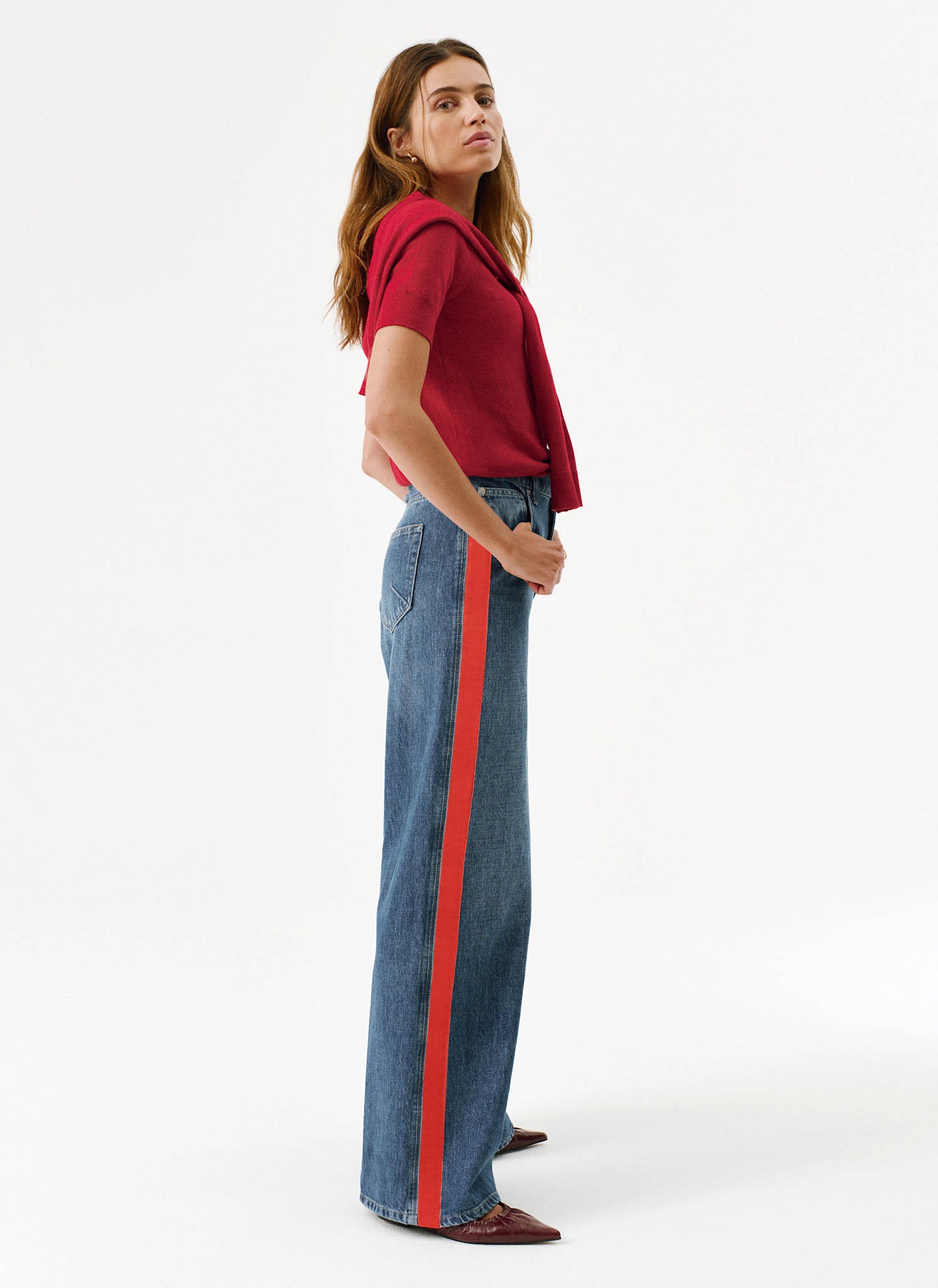 Indigo Side Stripe Wide Jeans – Mint Velvet