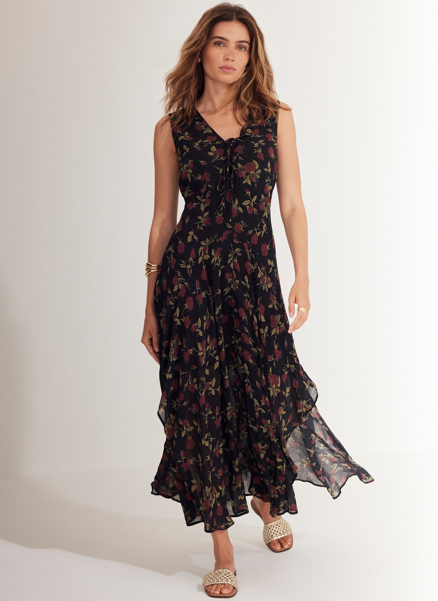 Rose Print Midi Dress – Mint Velvet